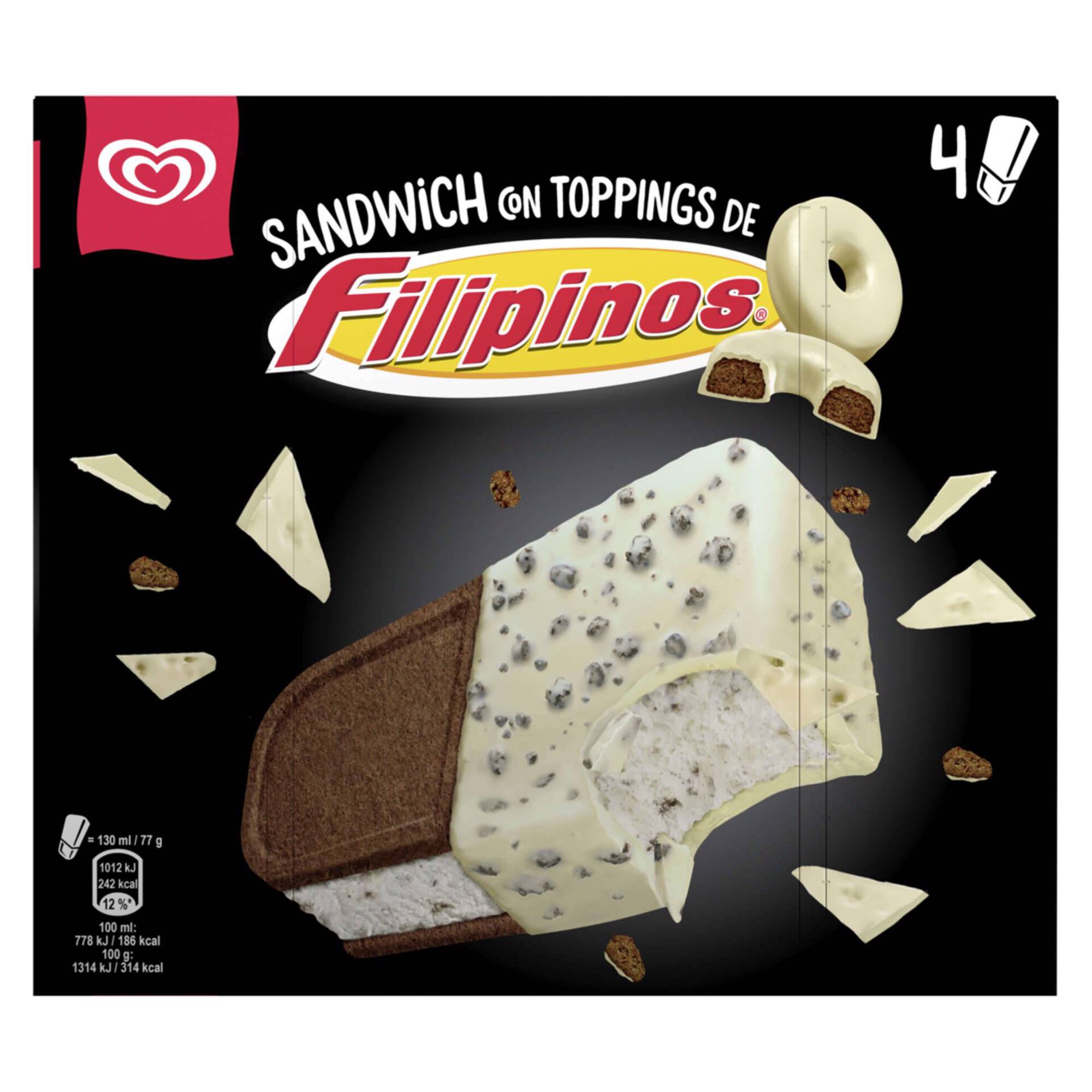 Gelado Sandwich XXL Filipinos emb. 520 ml (4 un) - Olá | Continente