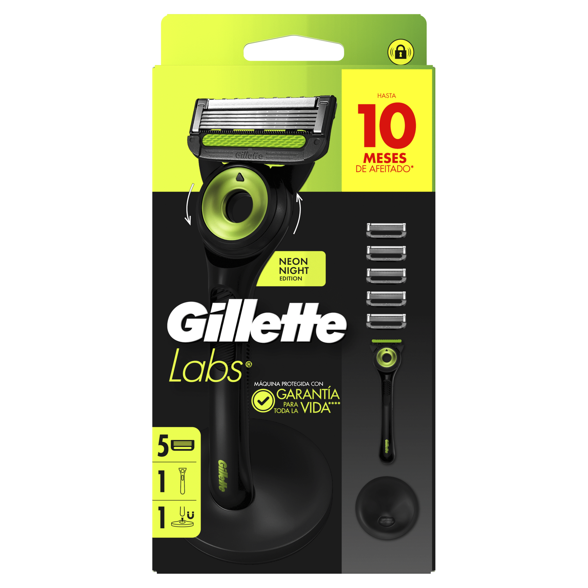 Máquina de Barbear Neon Night + 5 Recargas Gillette - emb. 1 un ...