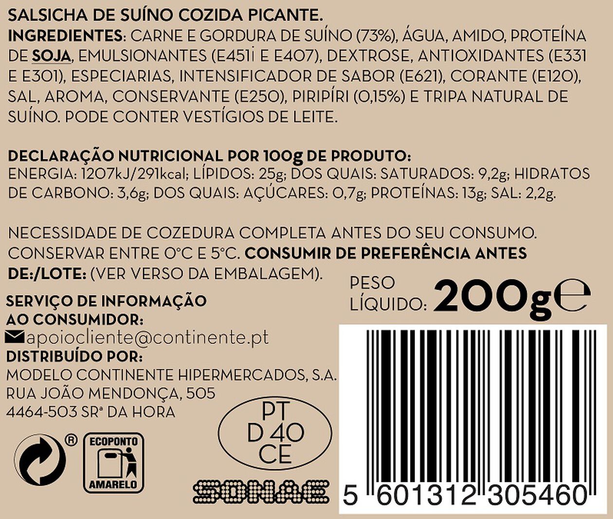Salsichas de Churrasco Picante - emb. 200 gr - Continente | Continente ...