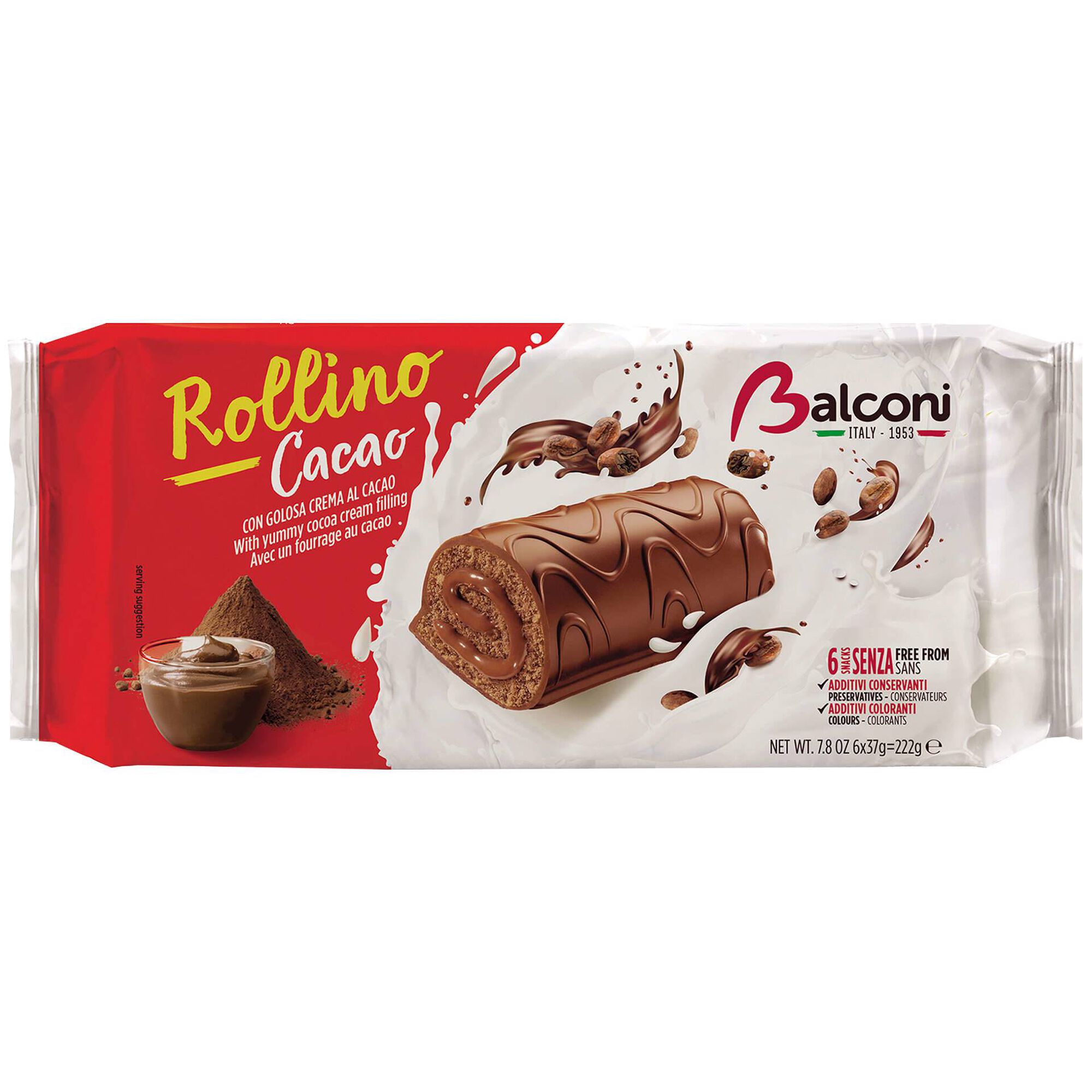 Bolo Rollino com Recheio Cacau e Cobertura Chocolate Balconi - emb. 222 ...