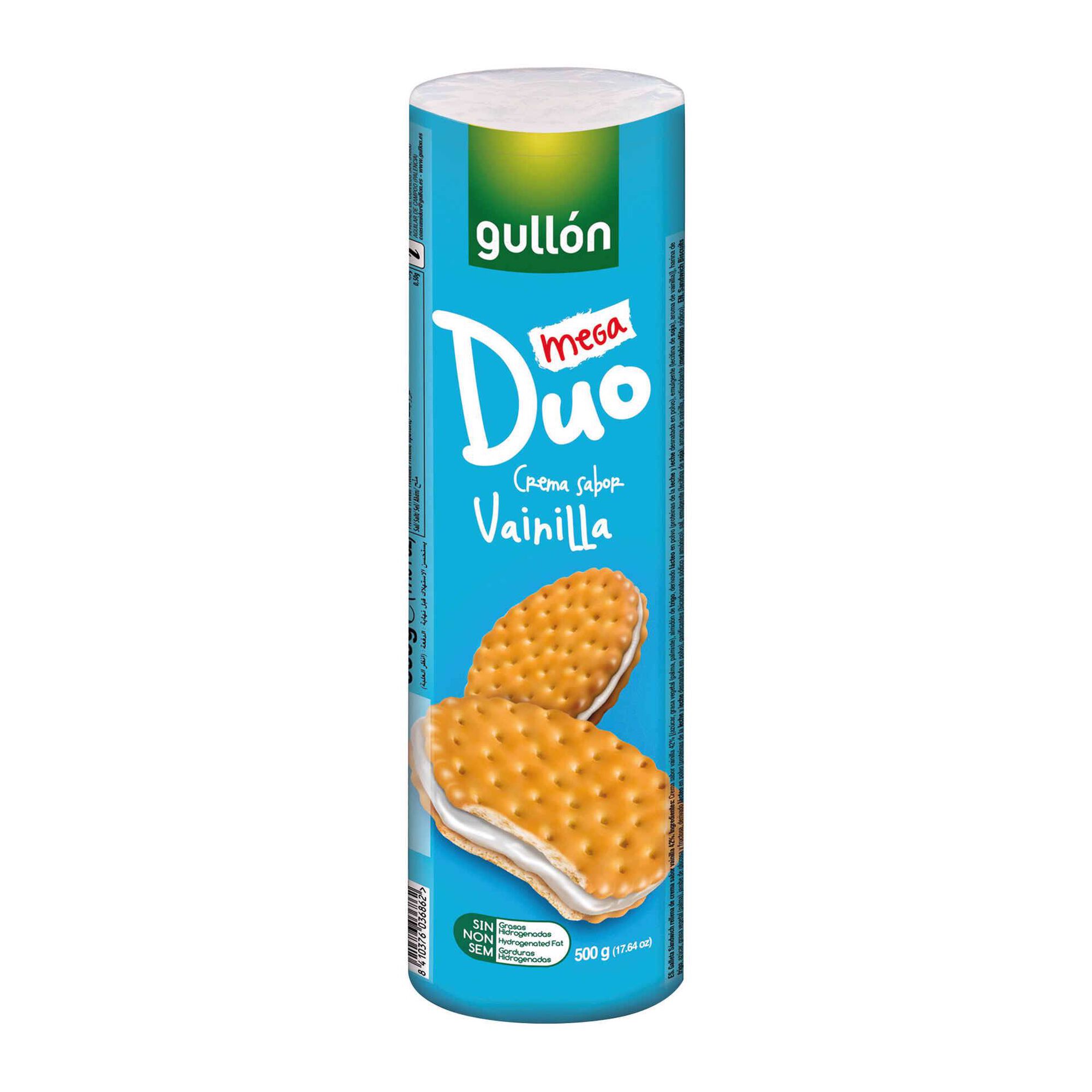 Bolachas Recheadas Com Baunilha Mega Duo Gullón Emb 500 Gr