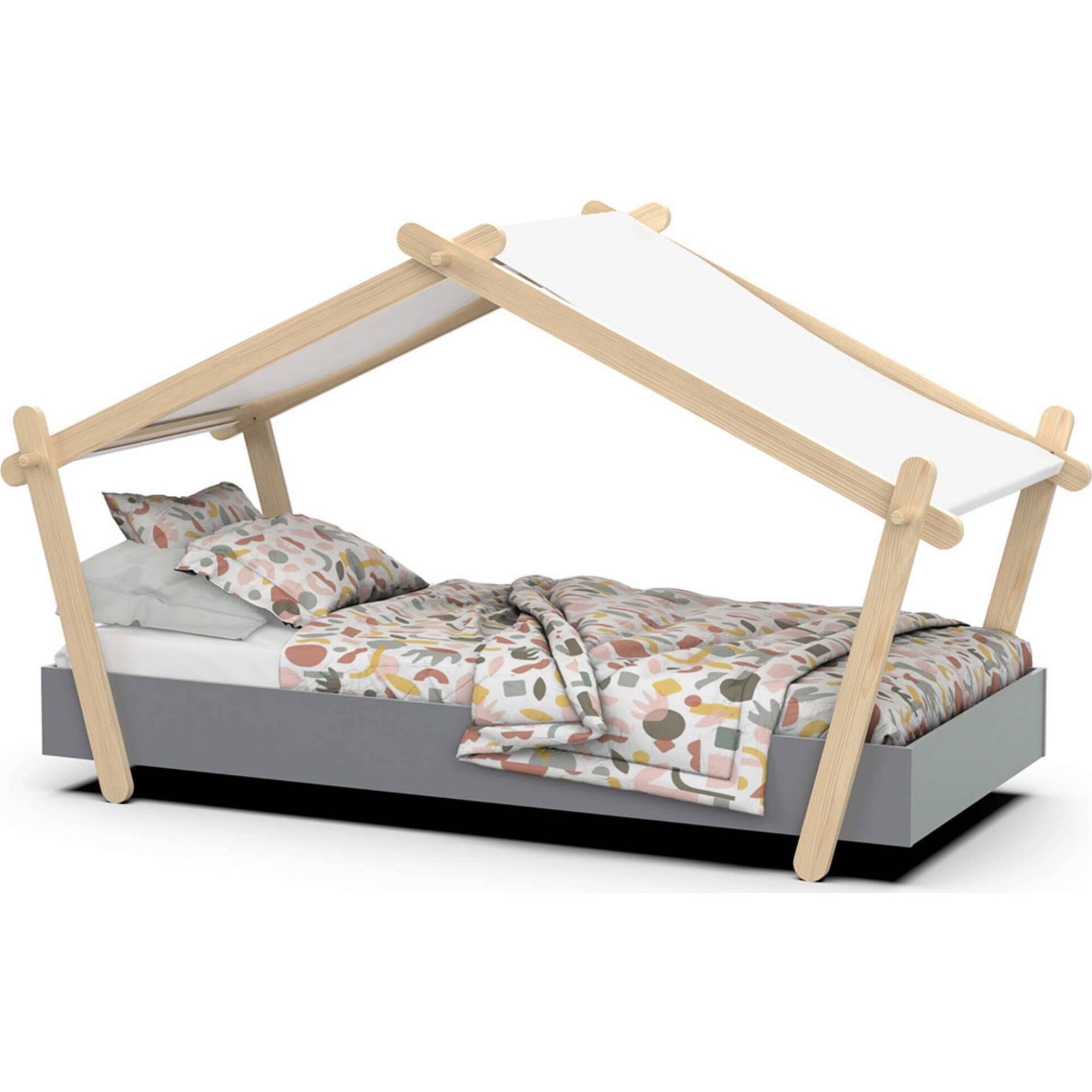 Cama Tenda 223,2x105,5x129,7cm Natural e Cinza Lodge Twinko - 1 un ...