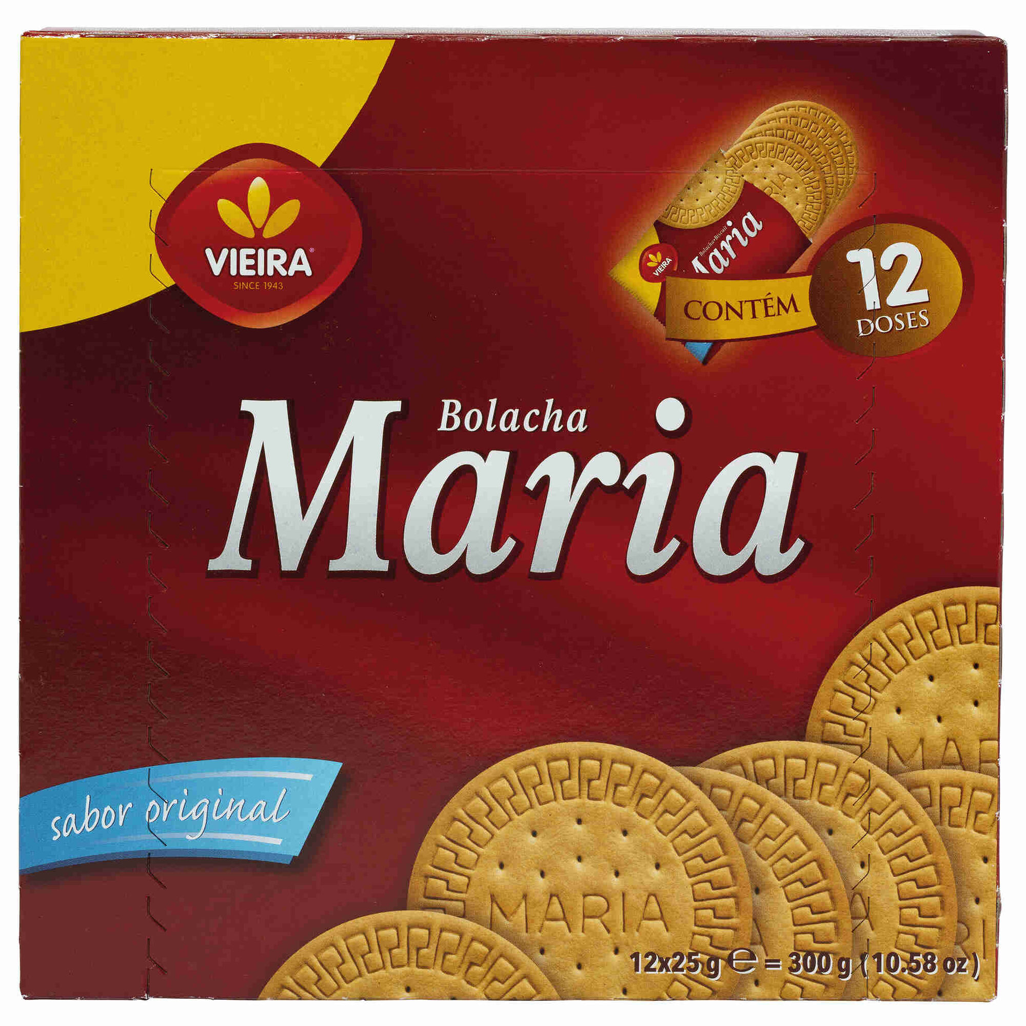 Bolachas Maria 12 saquetas Vieira - emb. 300 gr (12 un) | Continente Online