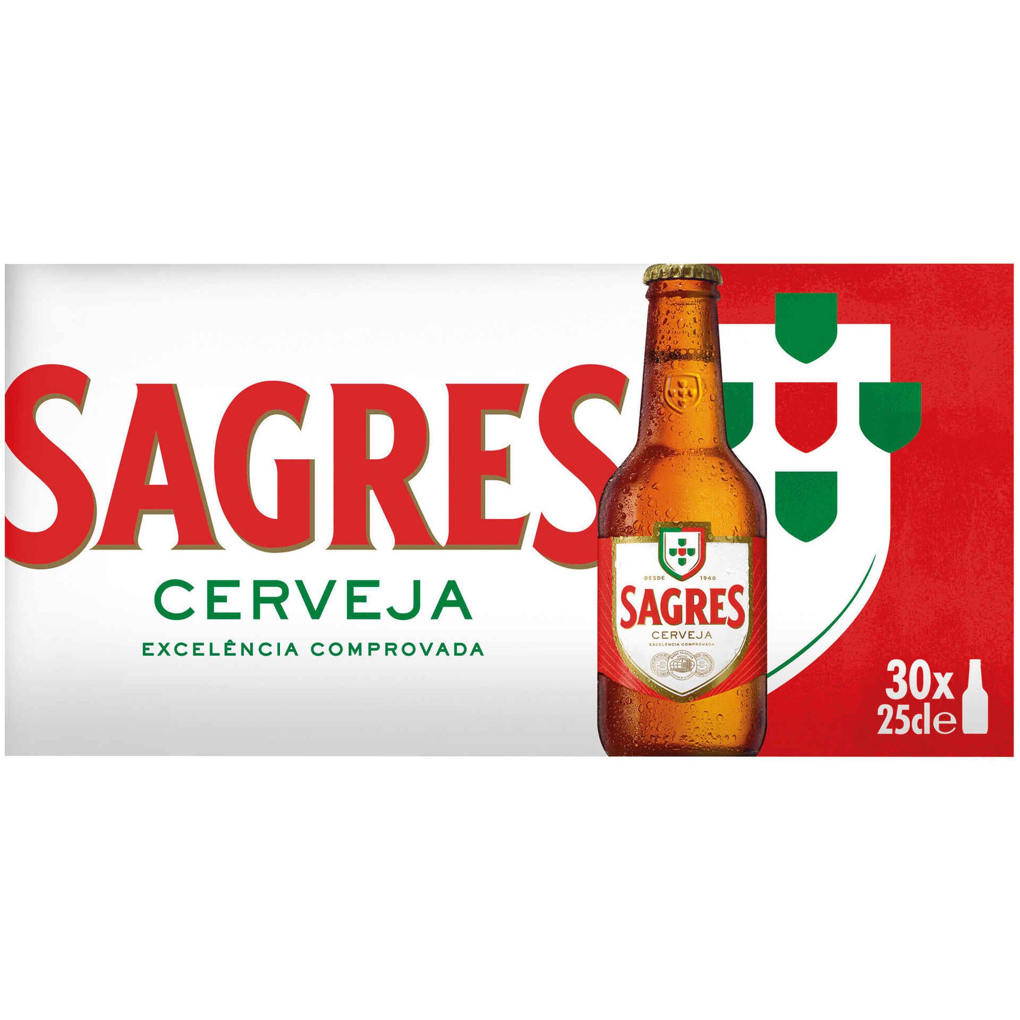 Cerveja com Álcool Mini emb. 30 x 25 cl - Sagres | Continente