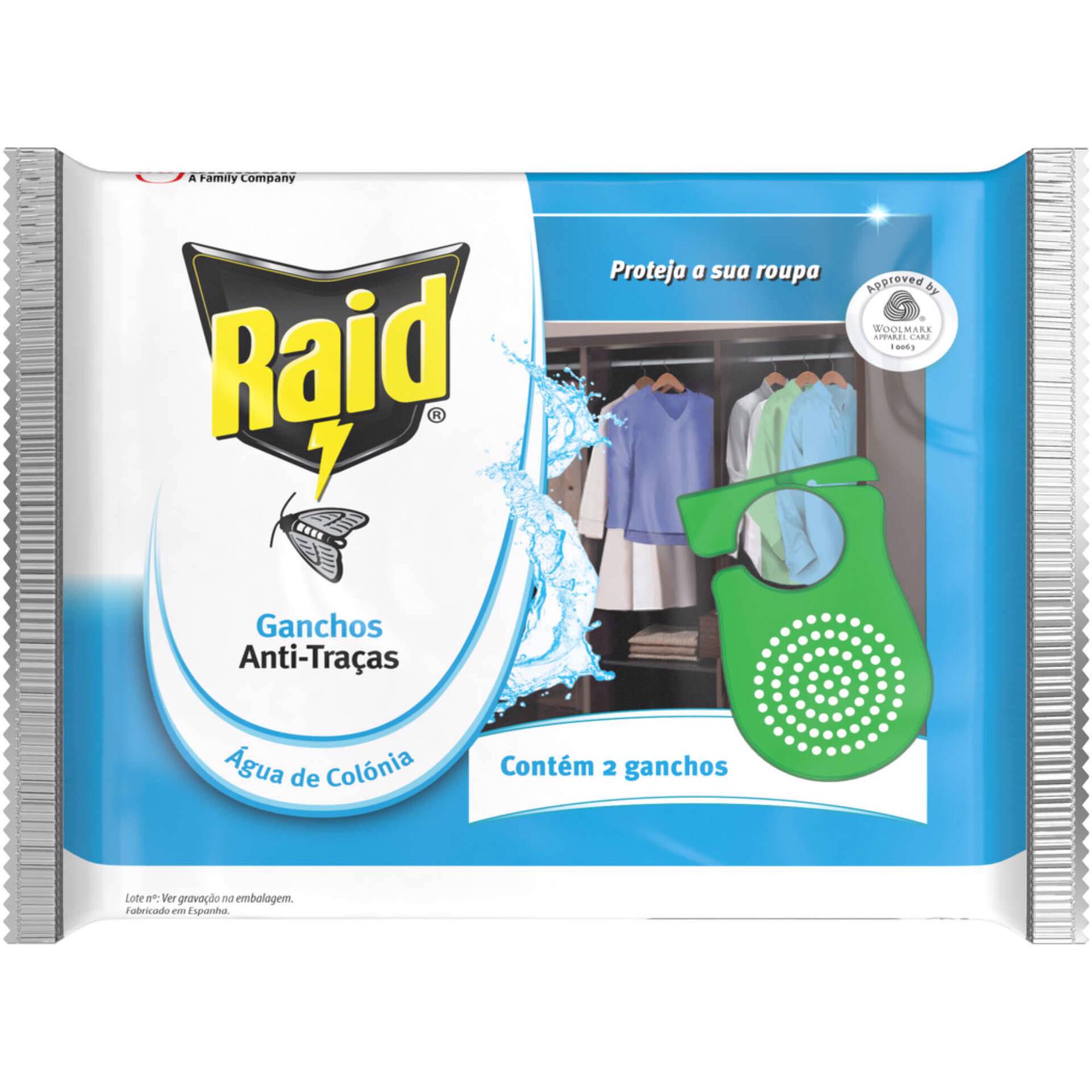 Inseticida Anti-Traça Ganchos Perfume Água de Colónia Raid - emb. 2 un ...