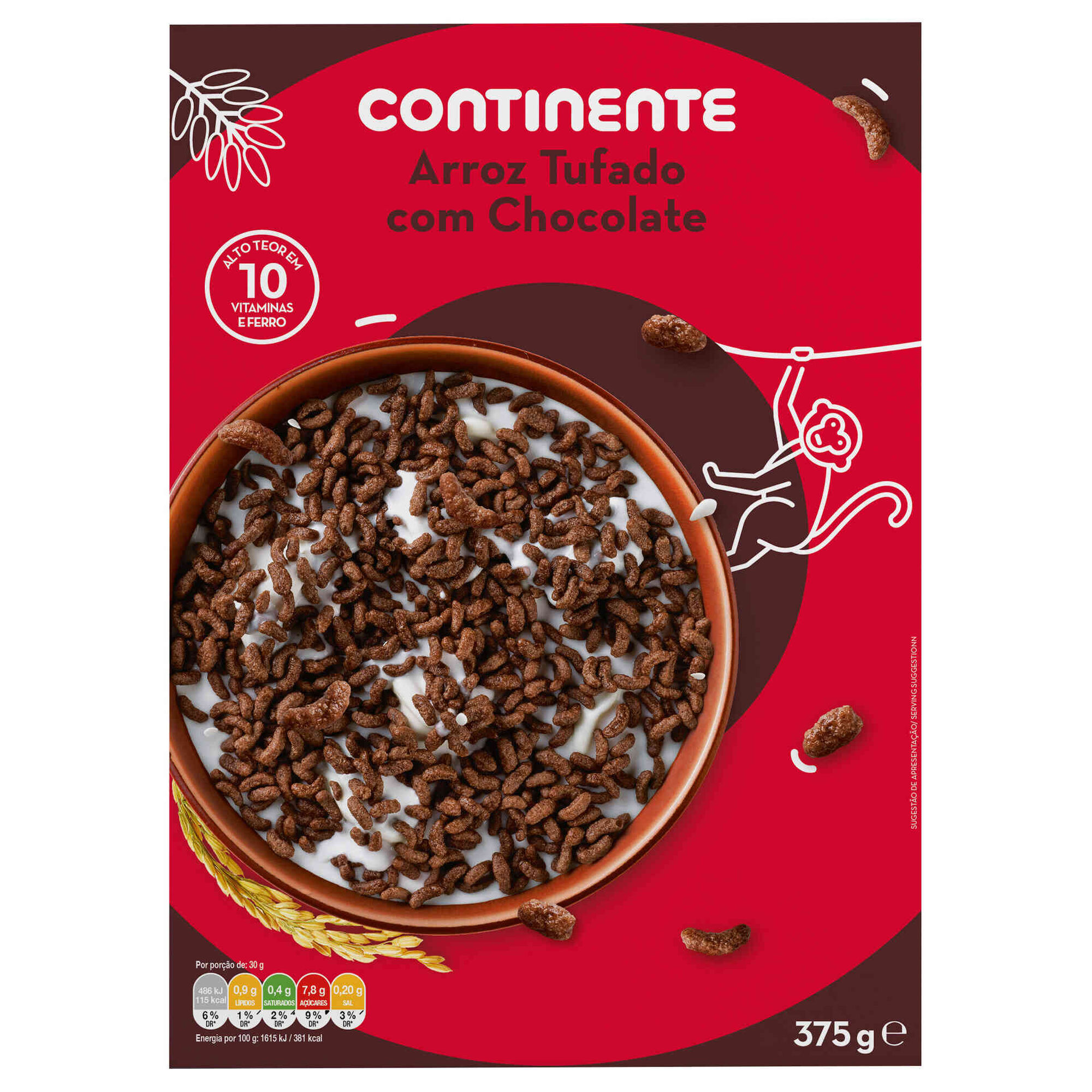 Cereais de Arroz Tufado com Chocolate - emb. 375 gr - Continente ...