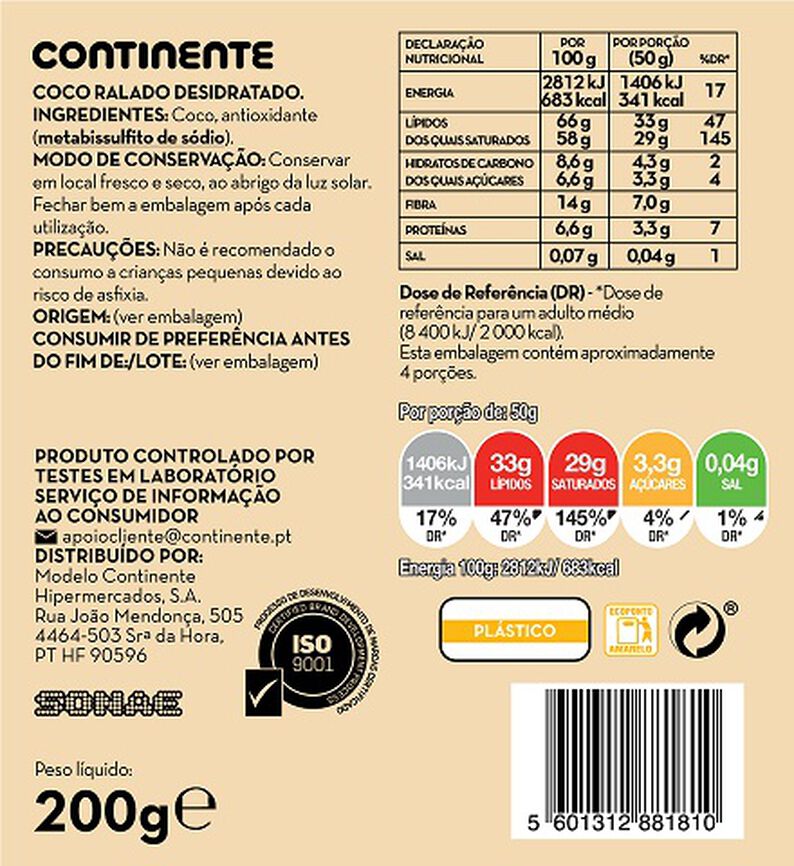 Coco Ralado emb. 200 gr - Continente | Continente