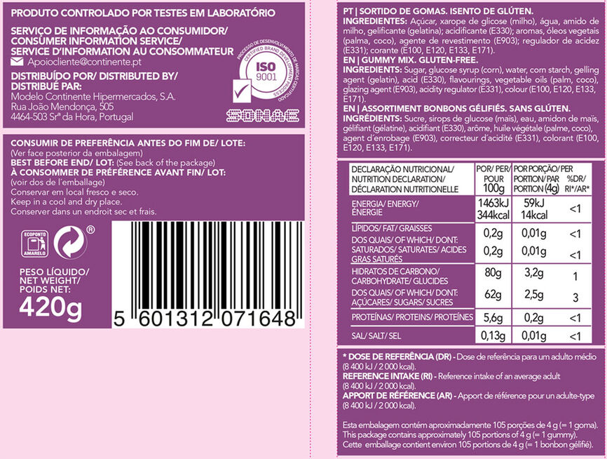 Gomas Sortido Party Mix sem Glúten emb. 420 gr - Continente Infantil ...