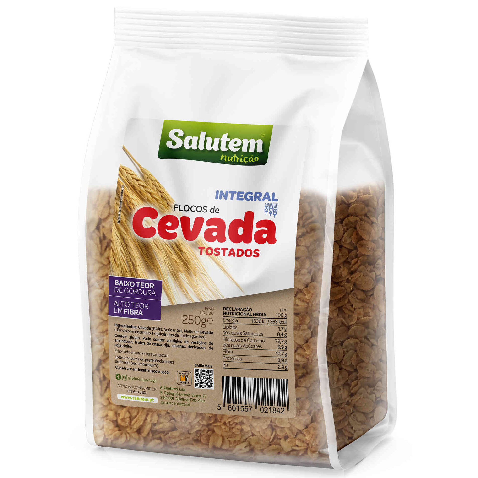 Flocos Cevada Integral Tostados emb. 250 gr - Salutem | Continente