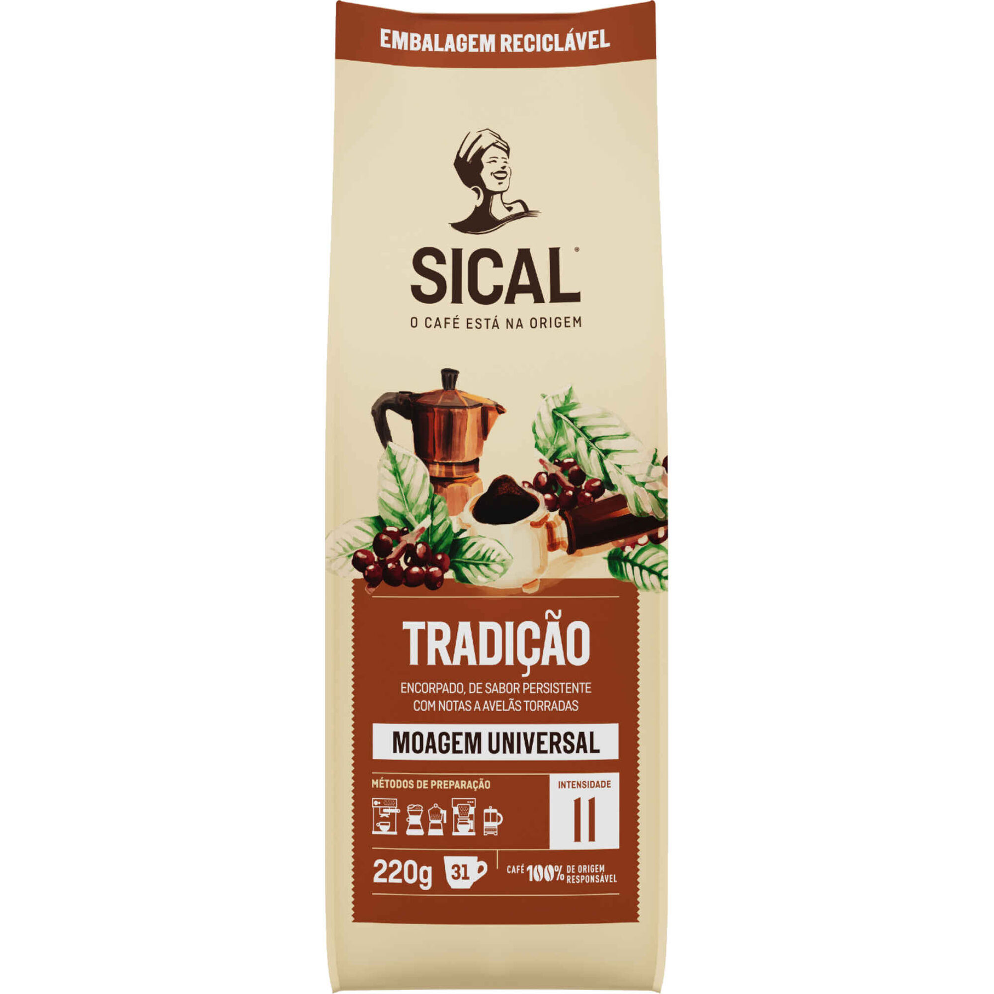 Café Moído Moagem Universal Tradição Int 11 Sical - emb. 220 gr ...