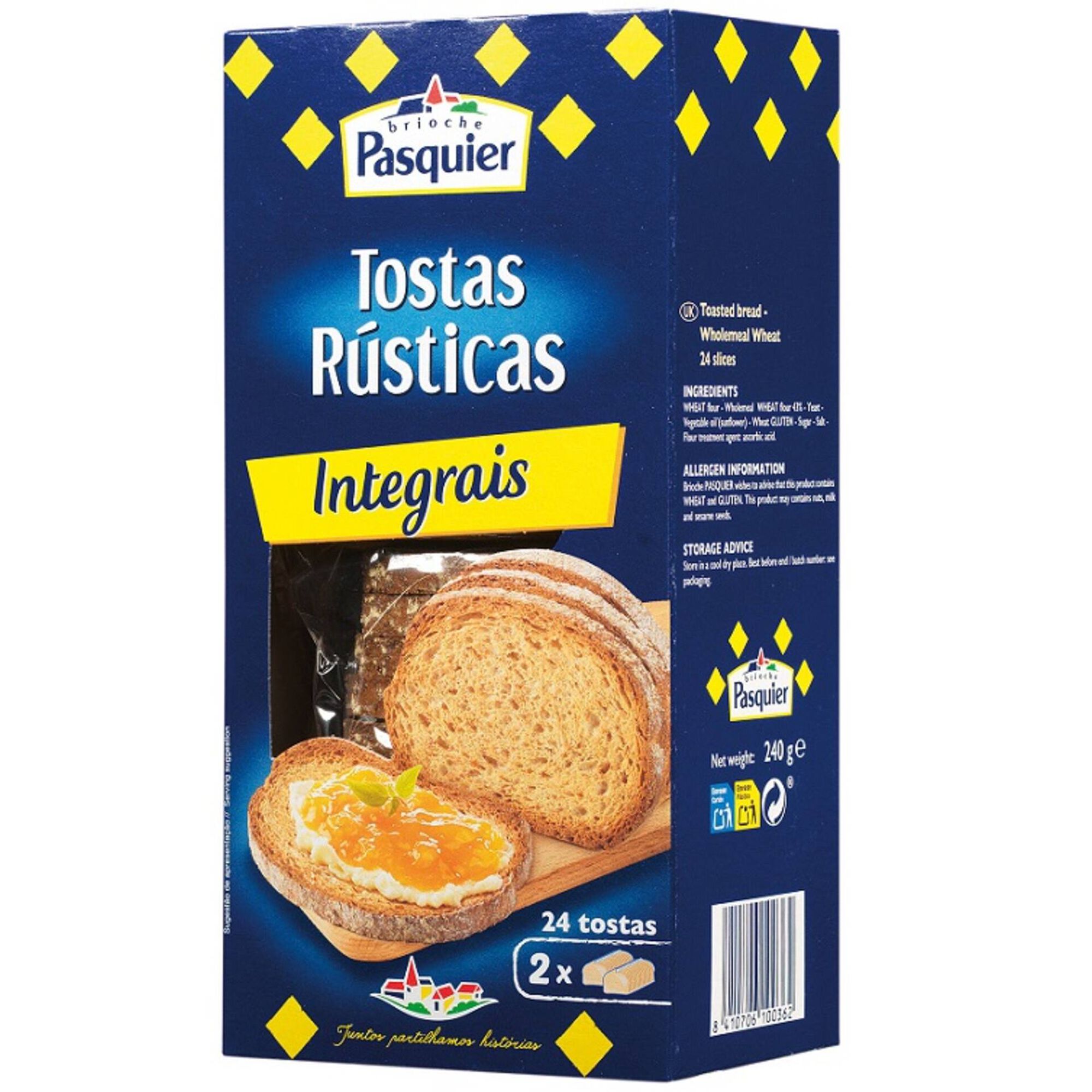 Tostas Rústicas Integrais emb. 240 gr (24 un) - Brioche Pasquier ...