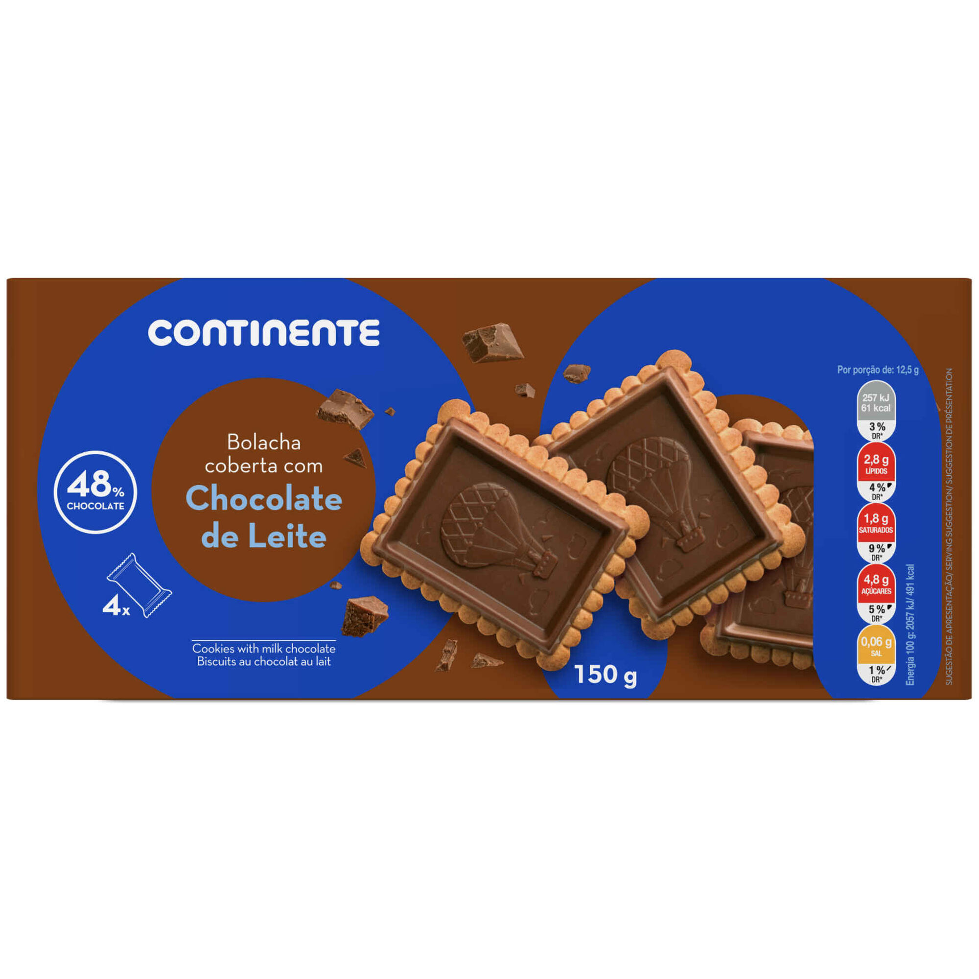 Bolachas Cobertas Chocolate de Leite - Continente | Continente Online