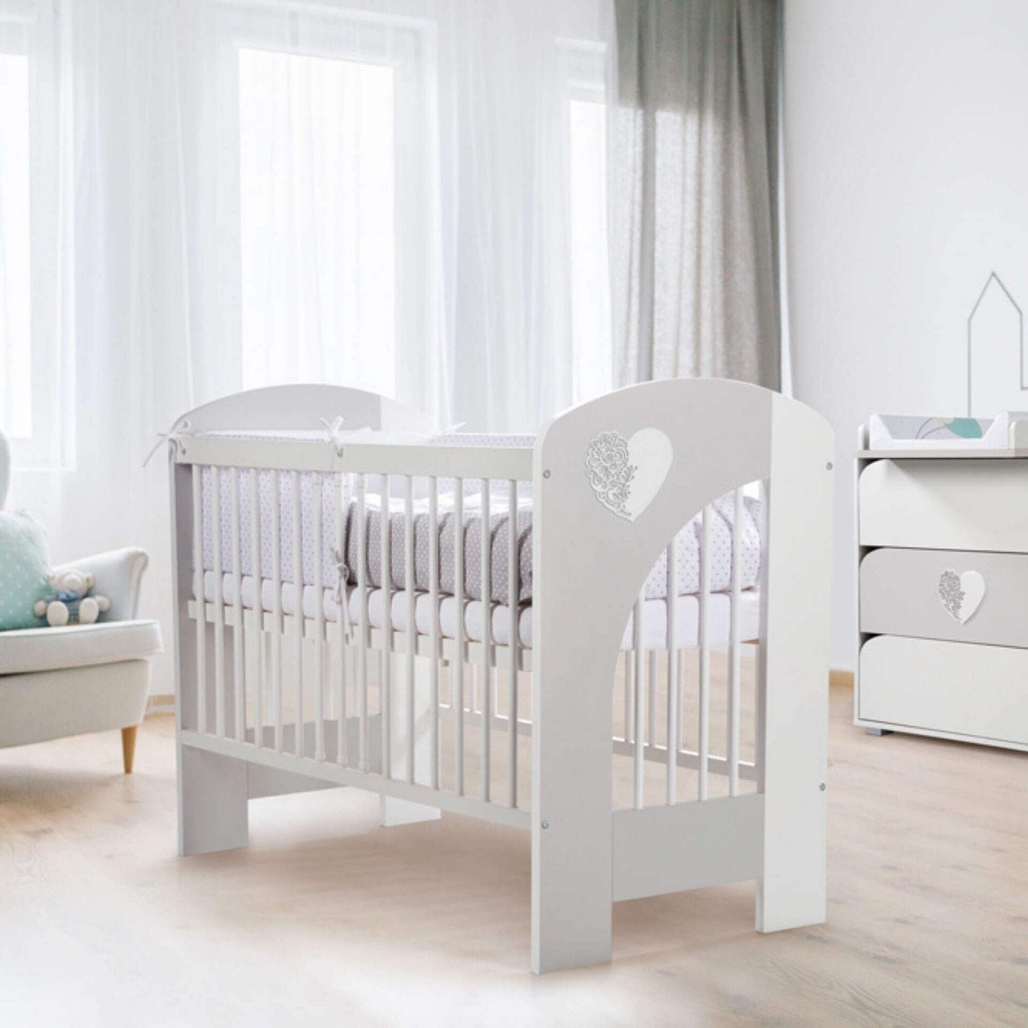 Cama de Grades Madeira 125x66cm Coração Neli Twinko - 1 un | Continente ...