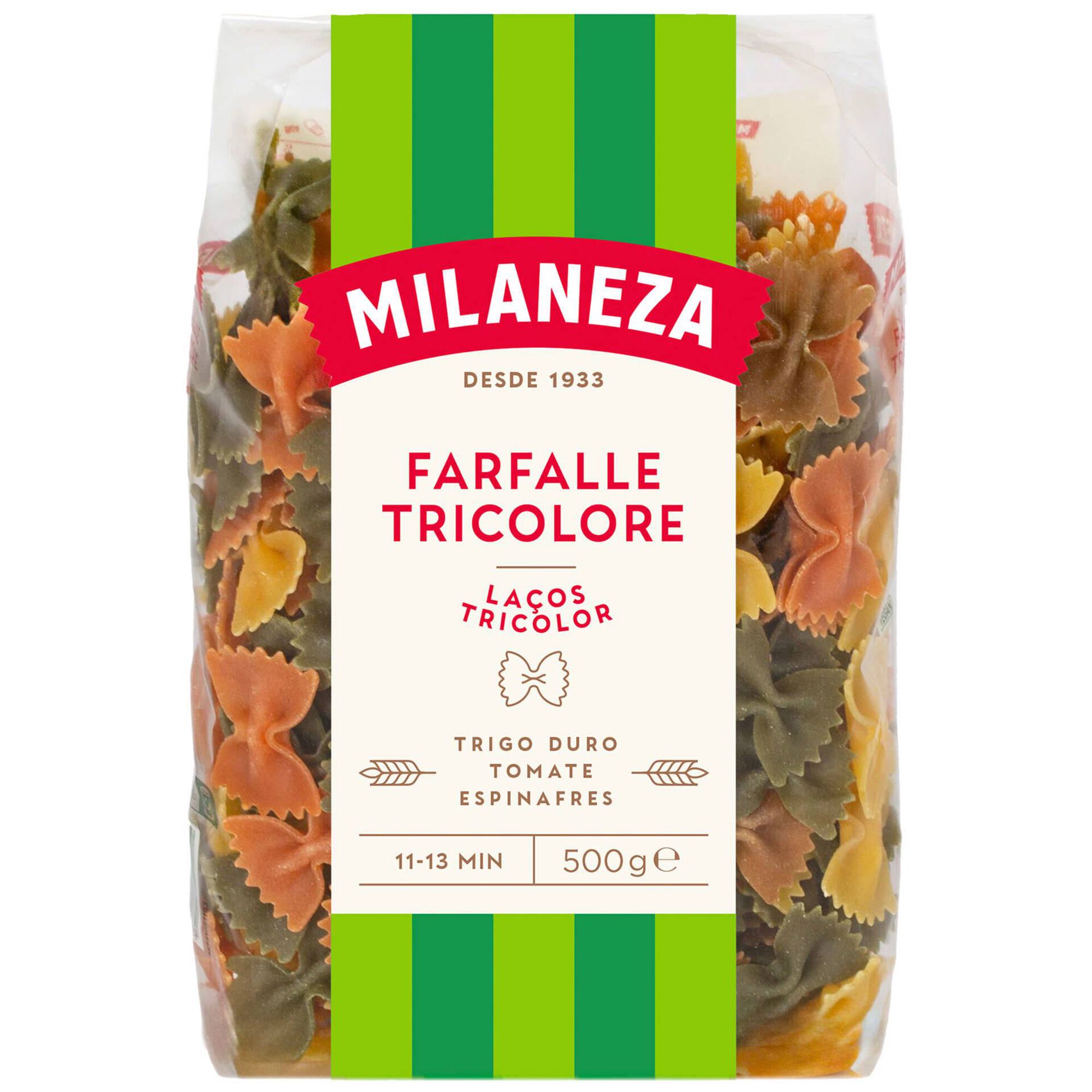 Massa Laços Farfalle Tricolor emb. 500 gr - Milaneza | Continente