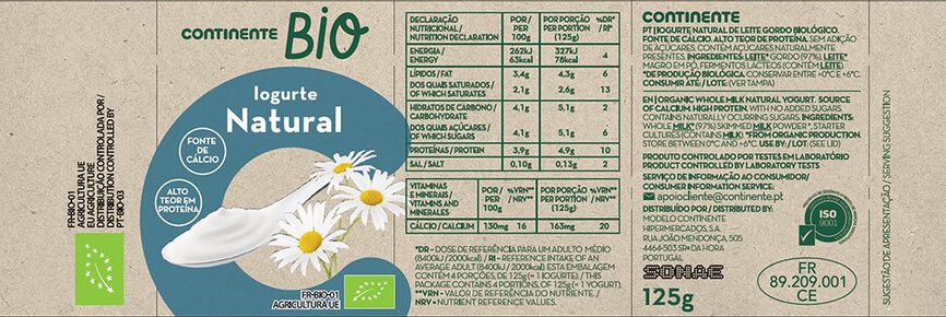 Iogurte Natural Biológico - Continente Bio | Continente Online