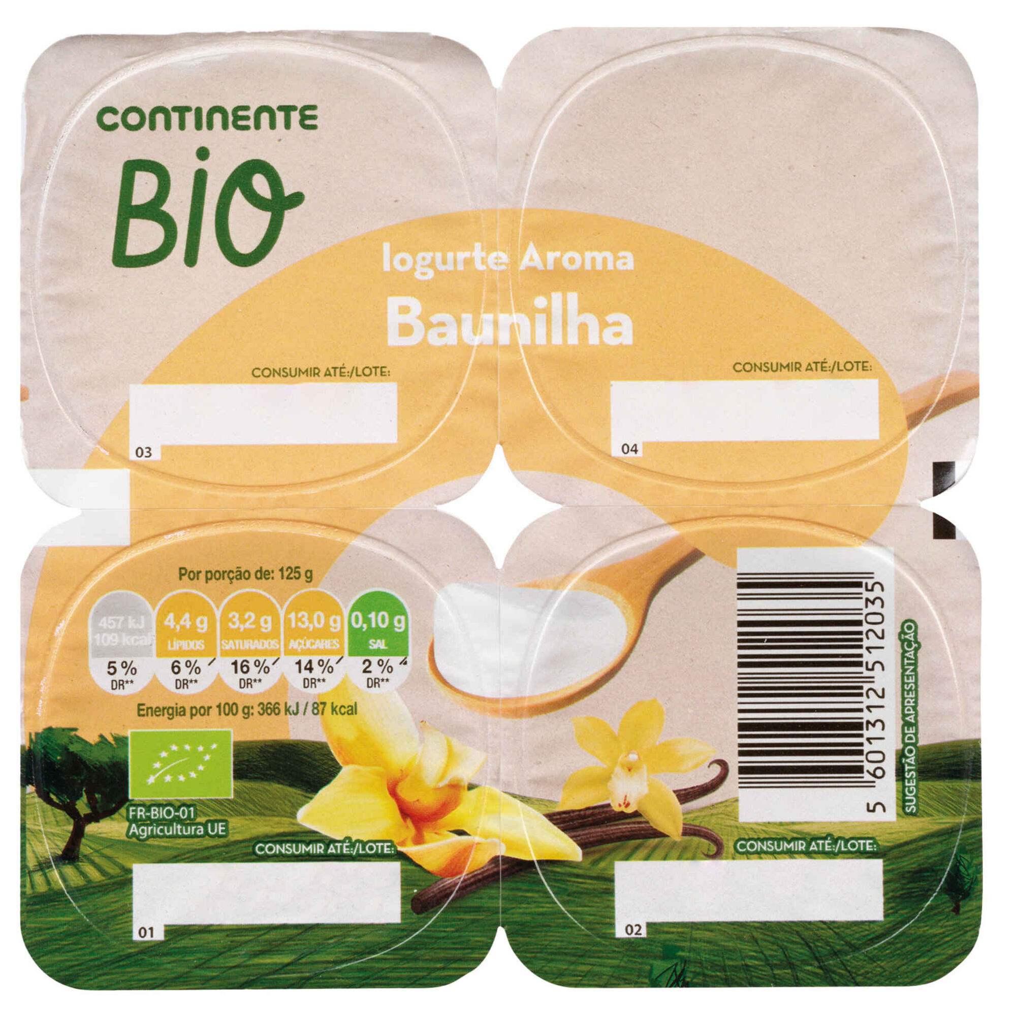 Iogurte Aroma Baunilha Continente Bio - emb. 500 gr (4 un) | Continente ...