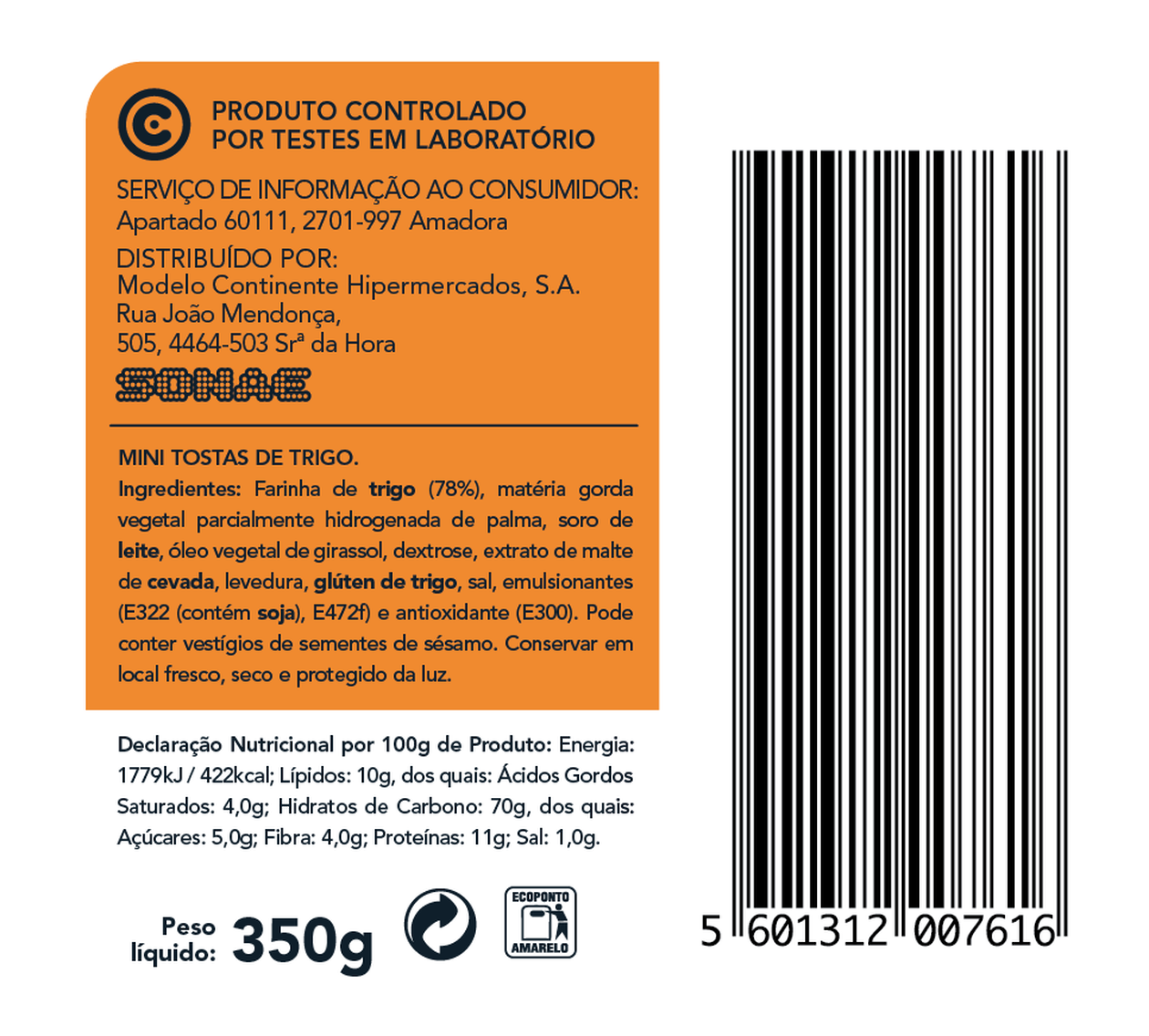 Mini Tostas de Trigo emb. 350 gr - Continente | Continente