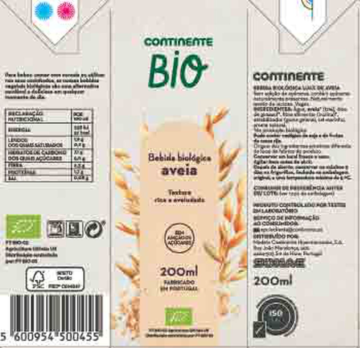 Bebida Vegetal de Aveia Biológica - Continente Bio | Continente Online
