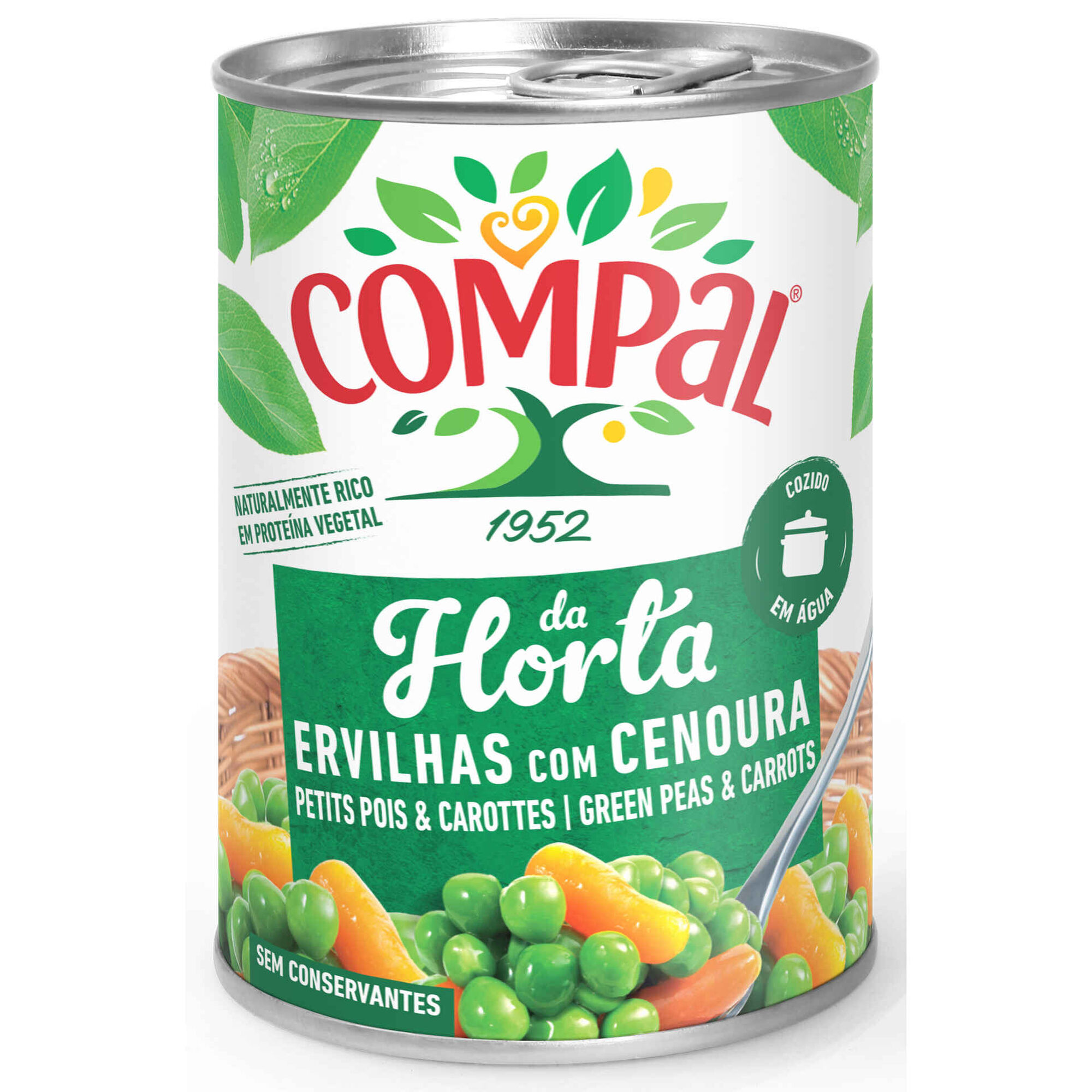 Ervilhas com Cenoura sem Glúten - emb. 410 gr (peso escorrido 234 gr) - Compal da Horta ...