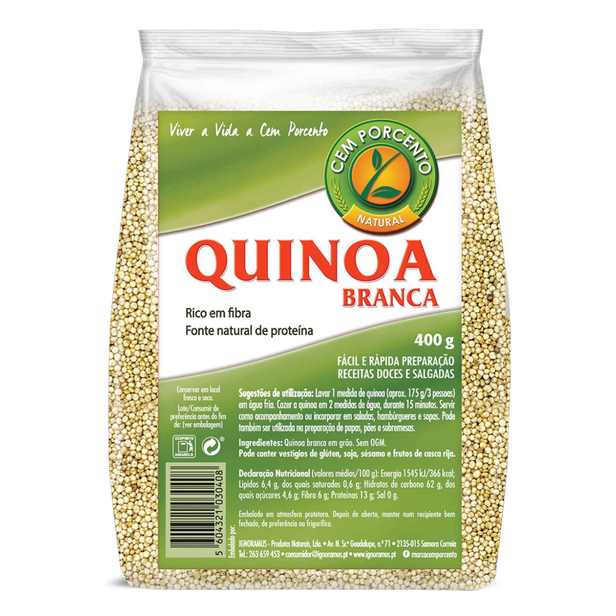 Quinoa Real em Grão - emb. 400 gr - Cem Porcento | Continente Online