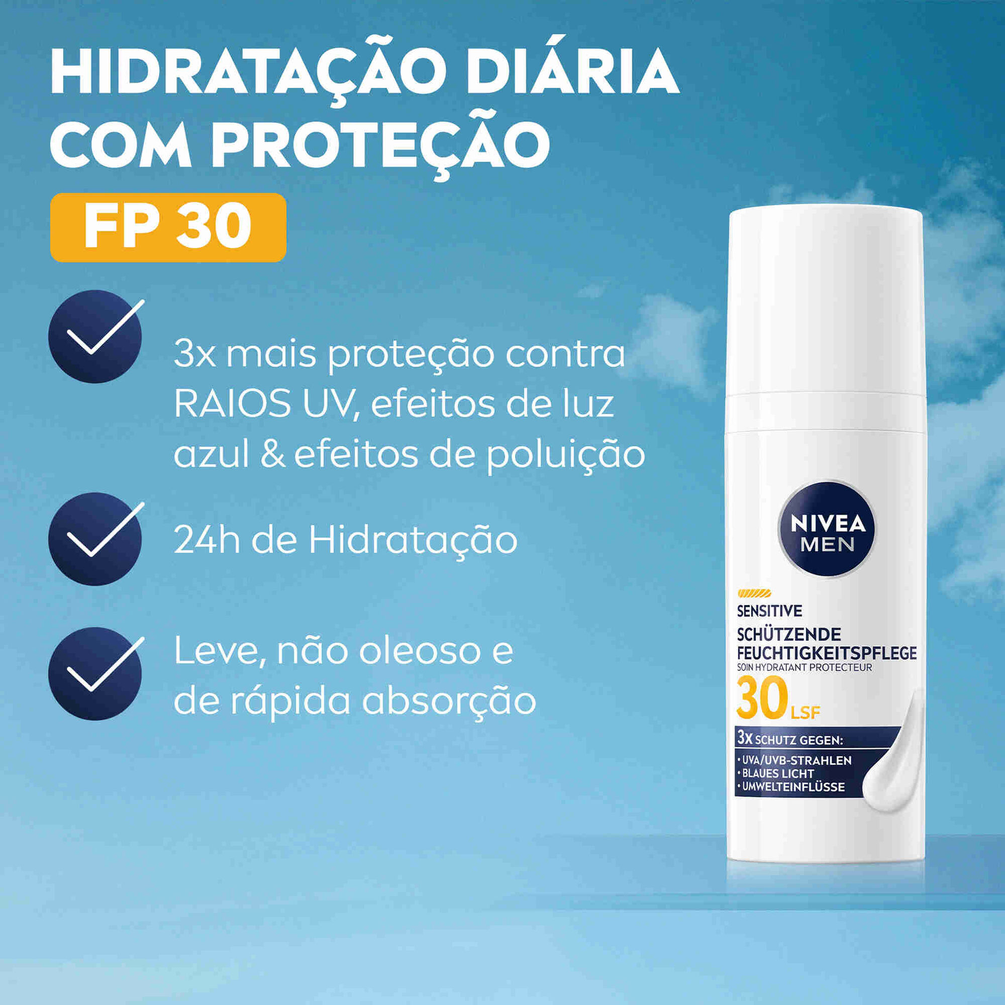 Creme de Rosto Men Sensitive FPS 30 Nivea - emb. 50 ml | Continente Online