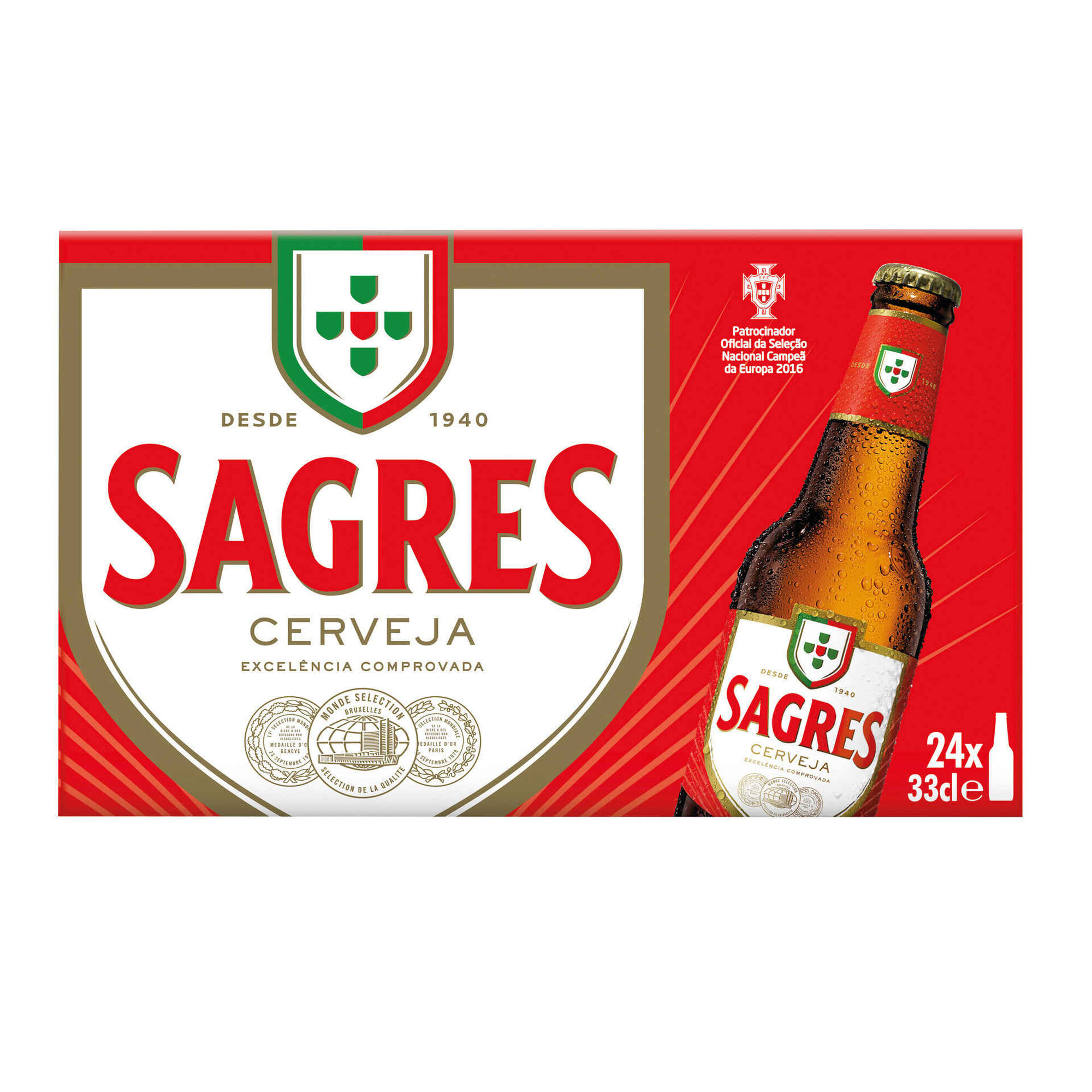 Cerveja com Álcool emb. 24 x 33 cl - Sagres | Continente