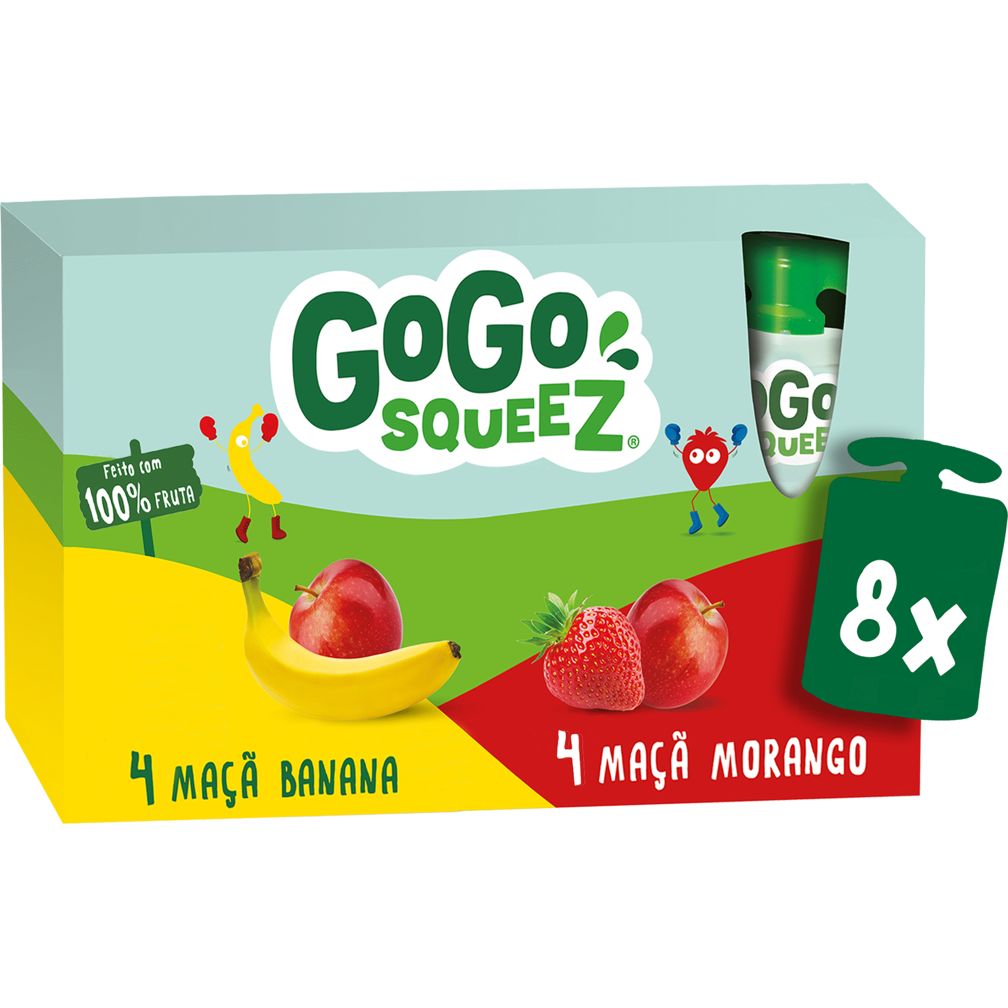 Pack Saquetas de Fruta Morango e Banana Familiar +3A GoGo squeeZ - emb ...