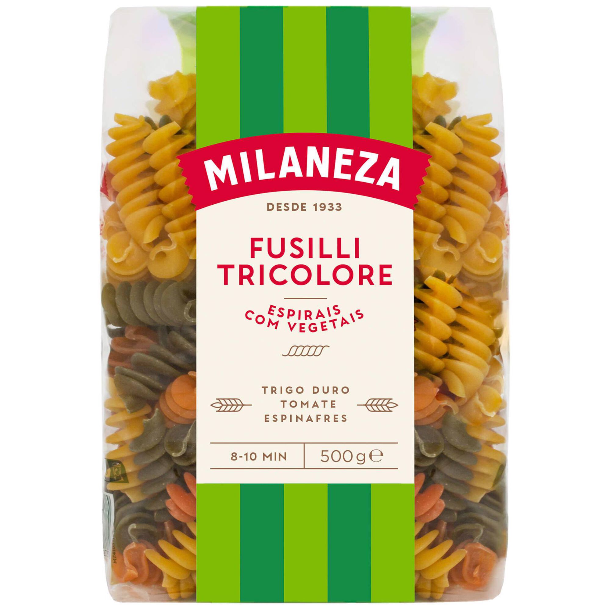 Massa Espirais Fusilli Tricolor emb. 500 gr - Milaneza | Continente