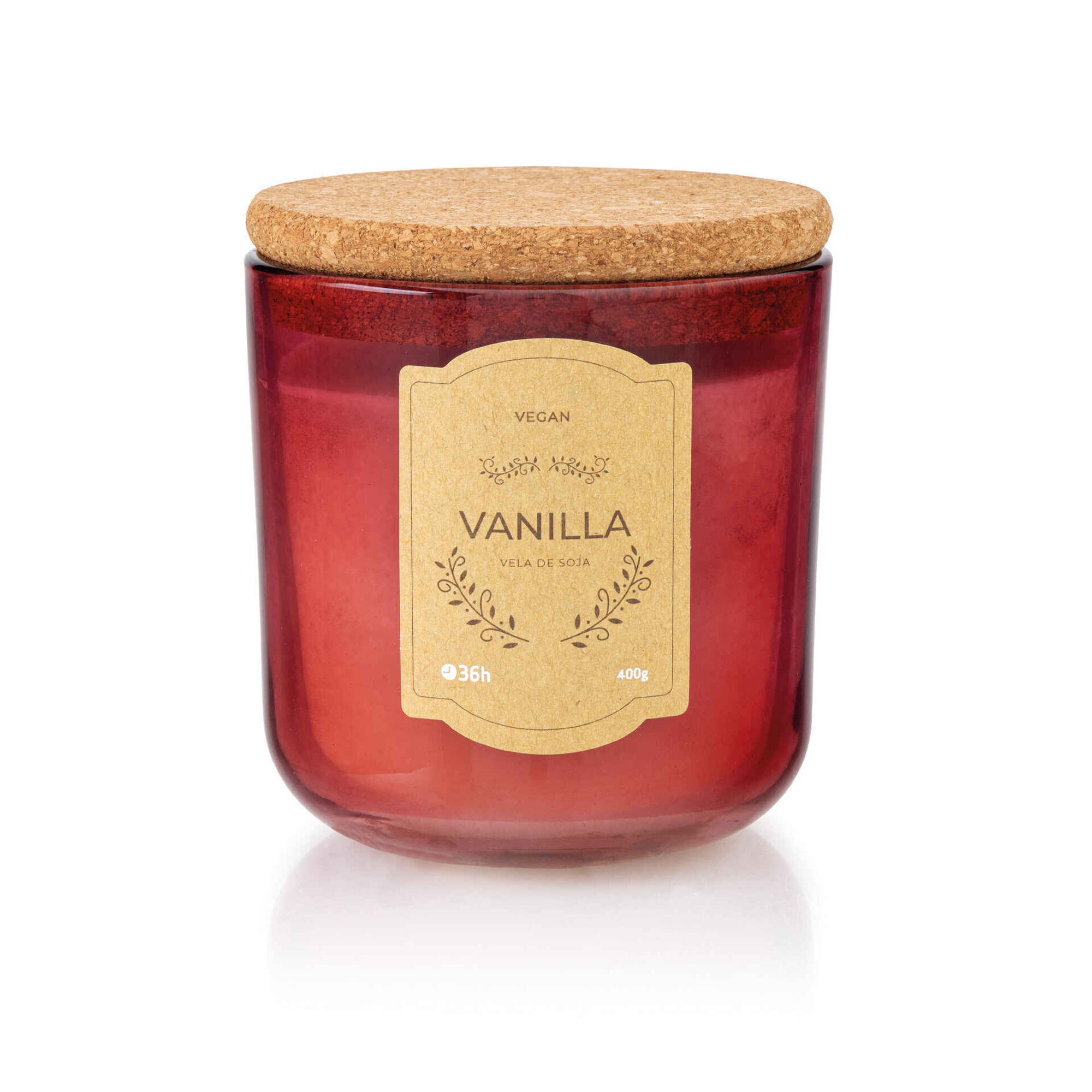 Vela em Copo Bordeaux Vegan Tampa Cortiça 400g Baunilha Kasa - 1 un ...