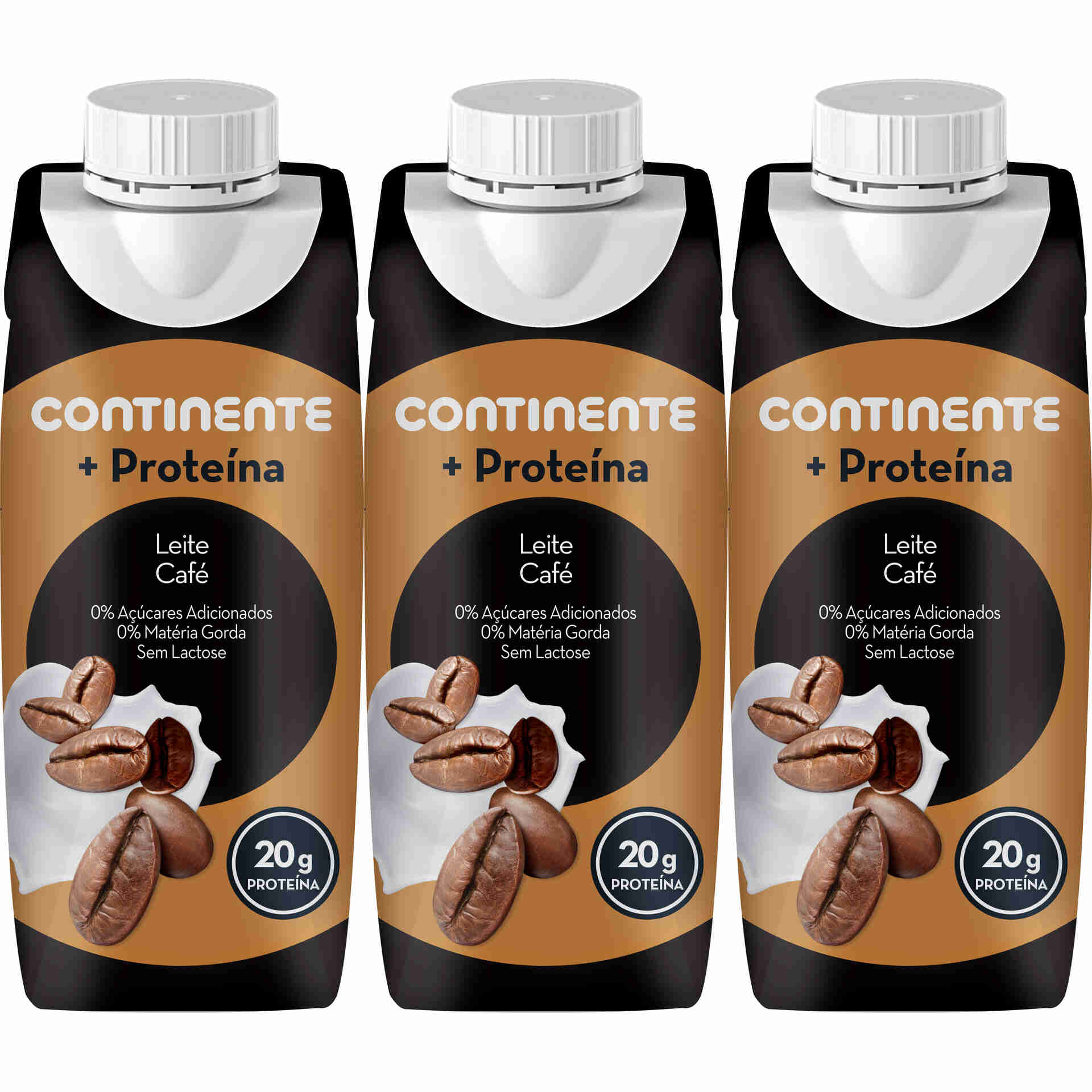 Leite +Proteína Café sem Lactose Continente - emb. 3 x 250 ml ...