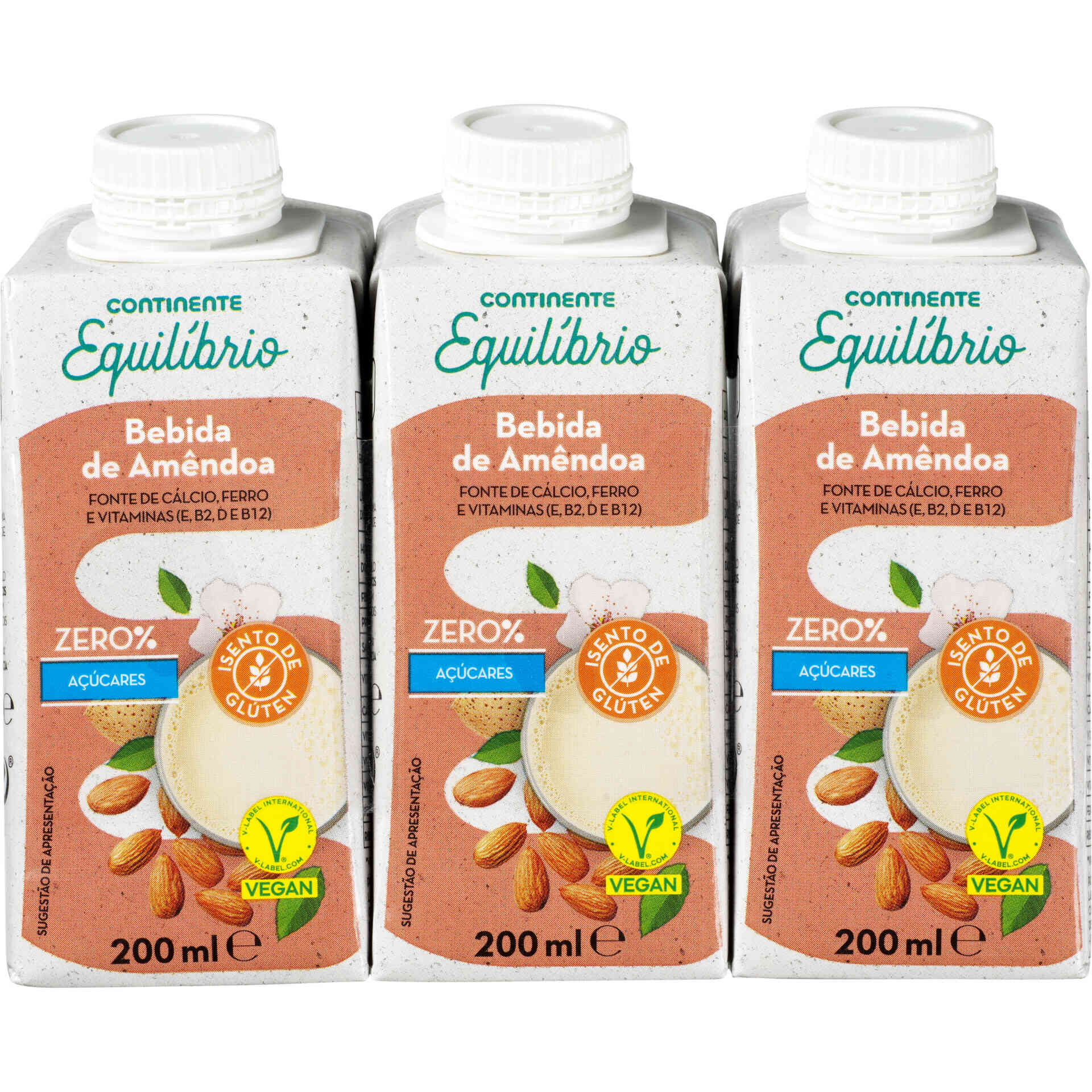 Bebida Vegetal De Amêndoa Sem Açúcar Continente Equilíbrio Emb 3 X