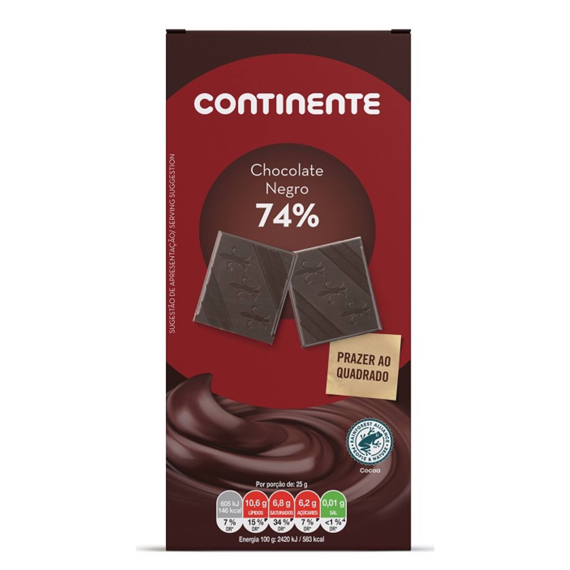 Tablete Chocolate Negro 74% Continente - emb. 100 gr | Continente Online