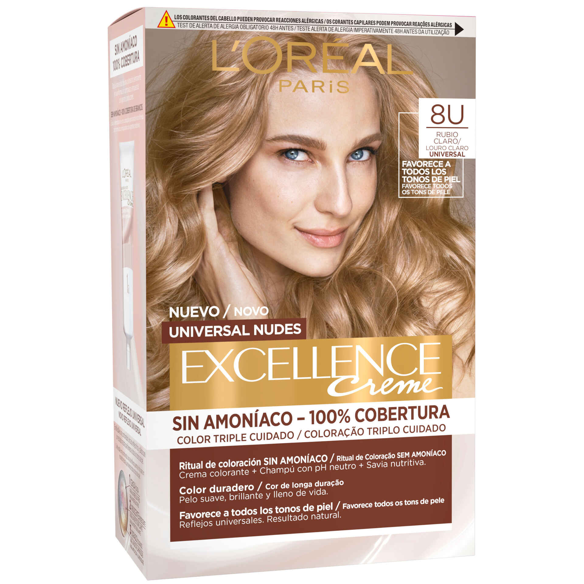 Coloração Permanente Excellence Universal Nudes Louro Claro 8U L'Oréal ...