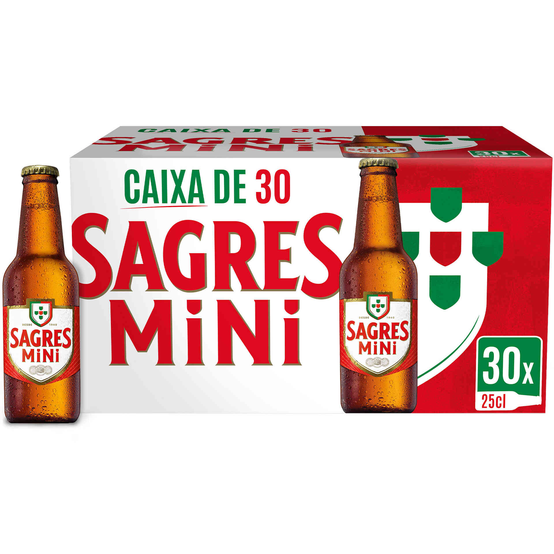 Cerveja com Álcool Mini - emb. 30 x 25 cl - Sagres | Continente Online