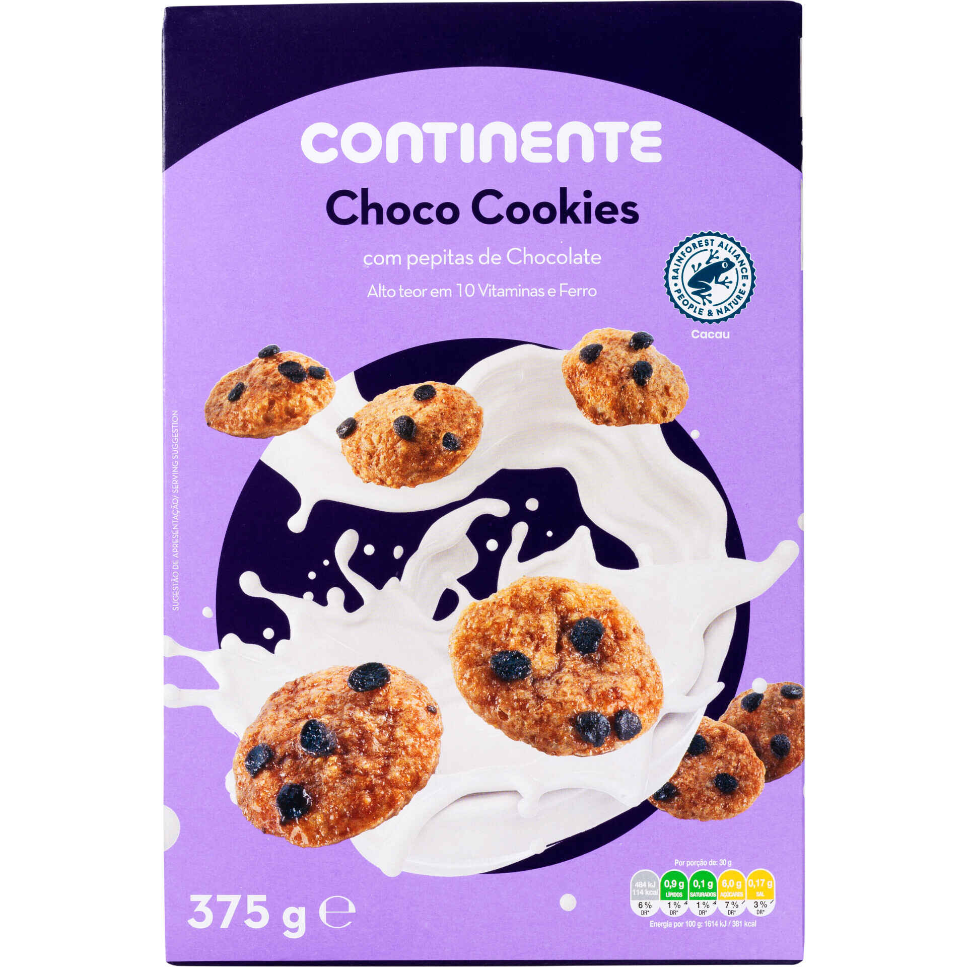 Cereais Choco Cookies Continente - emb. 375 gr | Continente Online