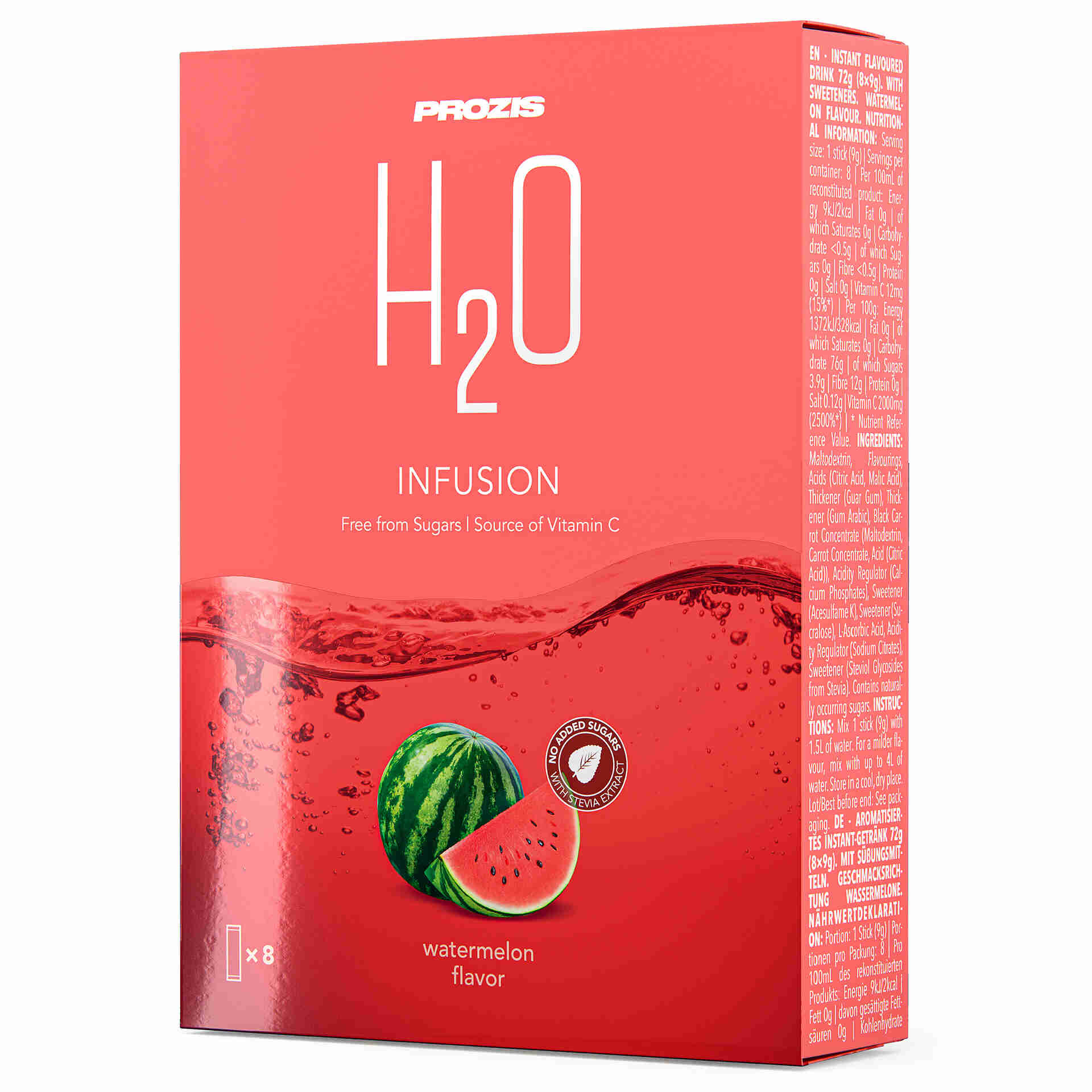 Infusão Melancia H2O Prozis - emb. 8 x 9 gr | Continente Online