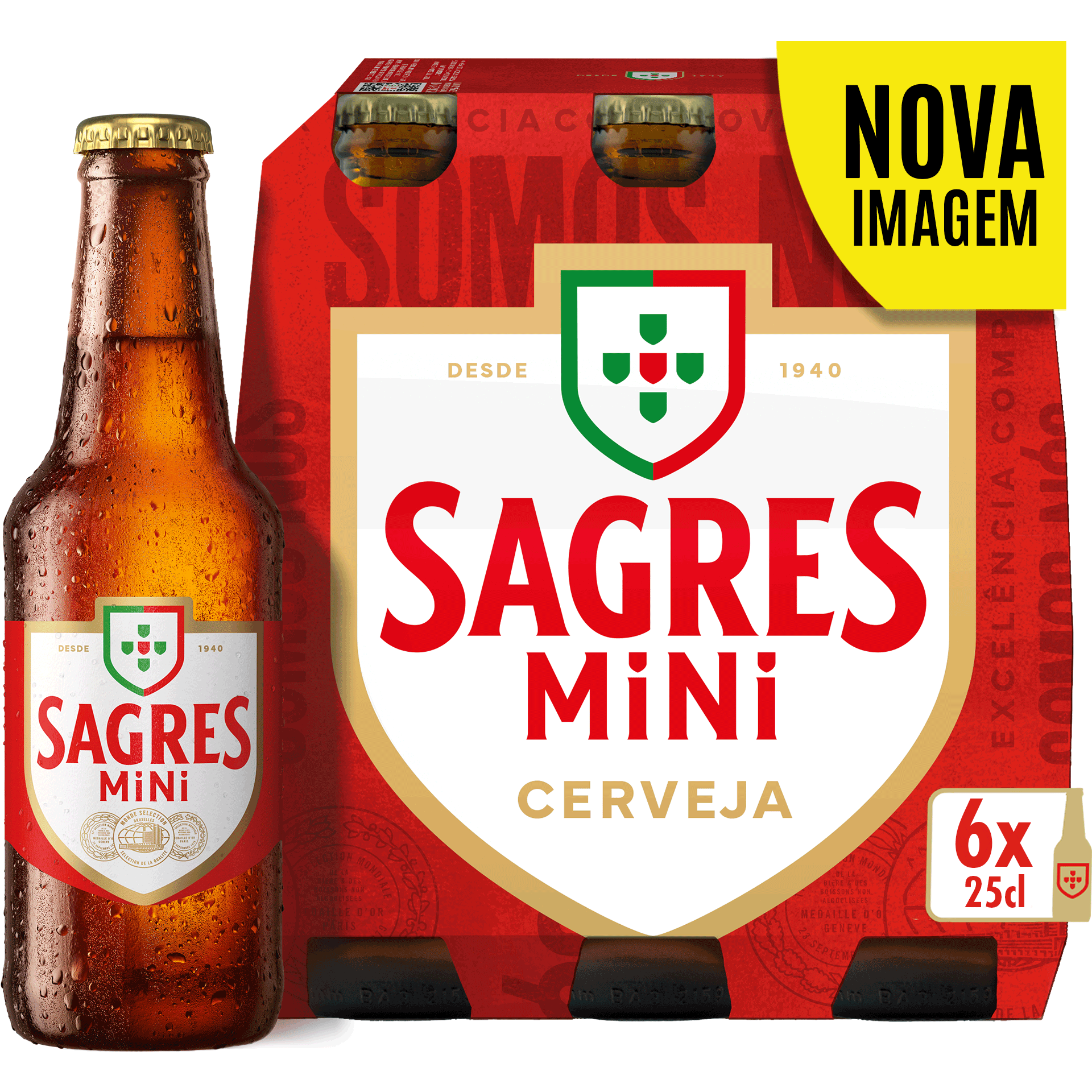 Cerveja com Álcool Mini Sagres - emb. 6 x 25 cl | Continente Online