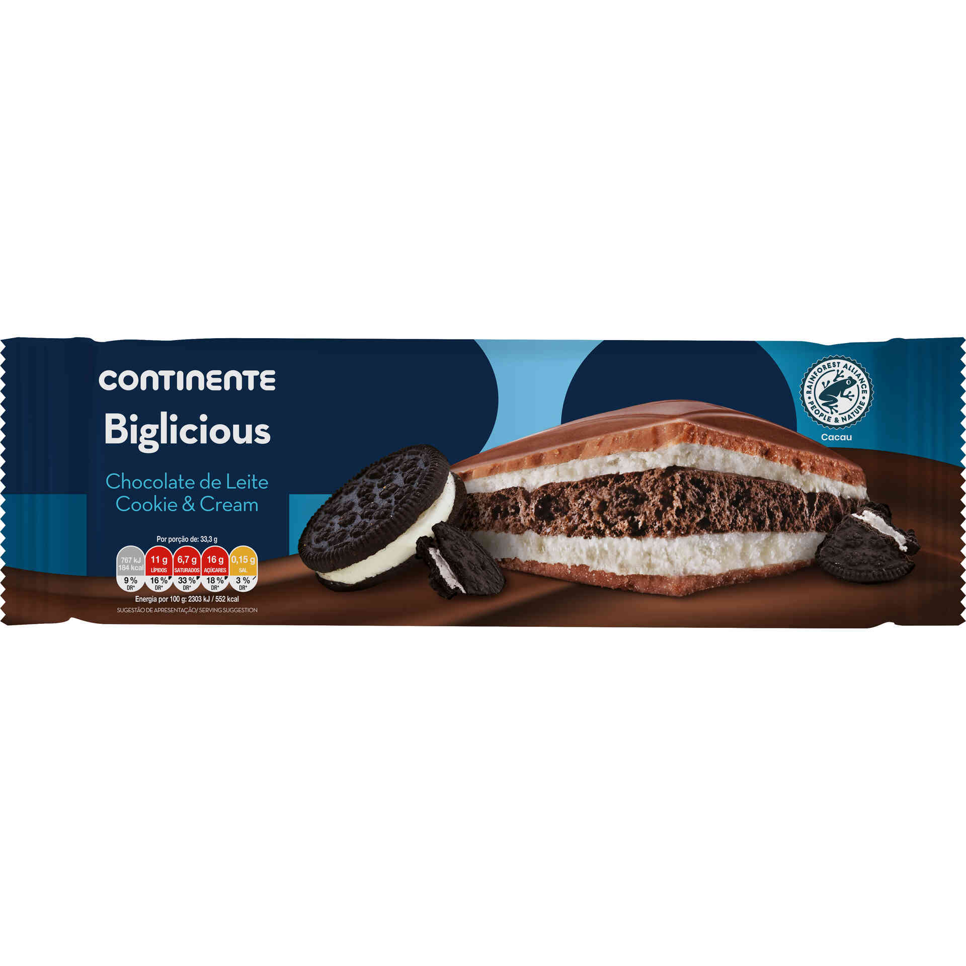 Tablete de Chocolate de Leite, Cookie & Cream Biglicious Continente ...