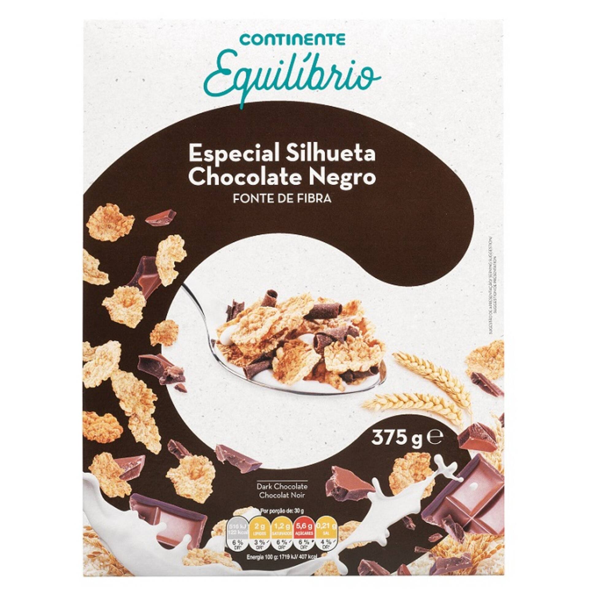 Cereais Especial Silhueta com Chocolate Negro Continente Equilíbrio ...