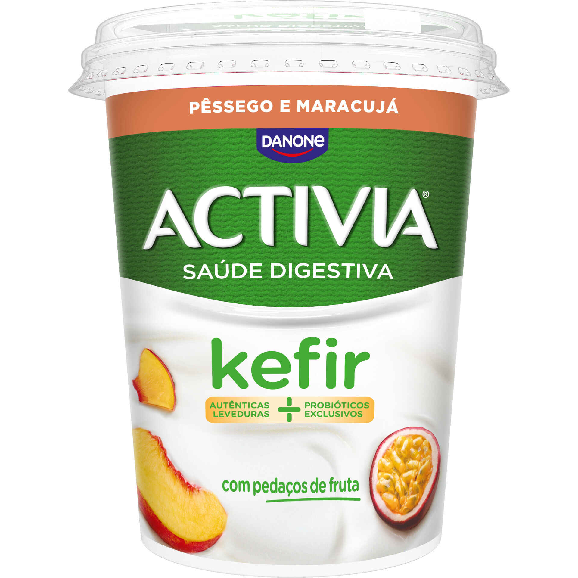 Iogurte Kefir Pedaços Pêssego e Maracujá Activia Danone - emb. 380 gr ...