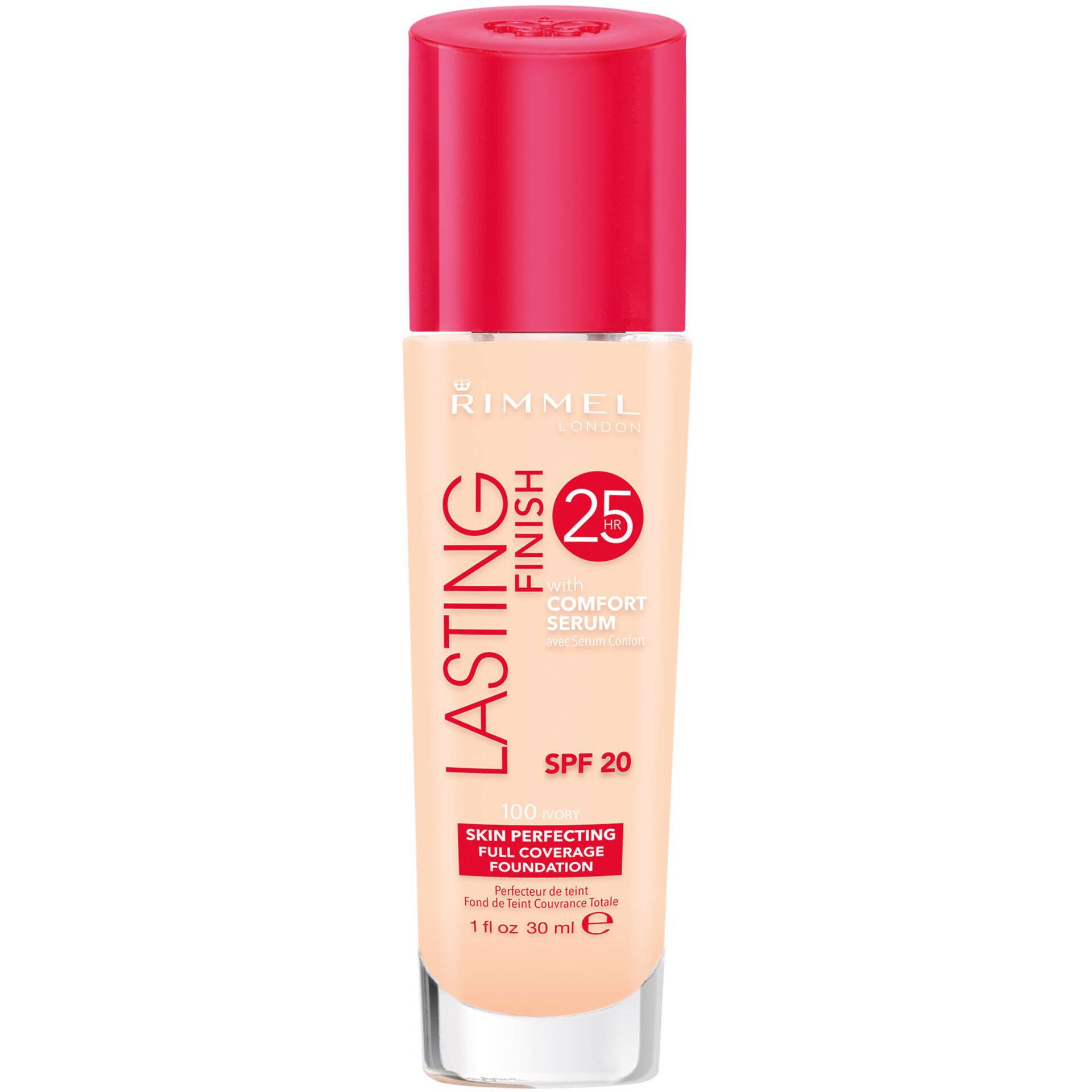 Base de Rosto Lasting Finish 25H 100 Ivory Rimmel - emb. 1 un ...