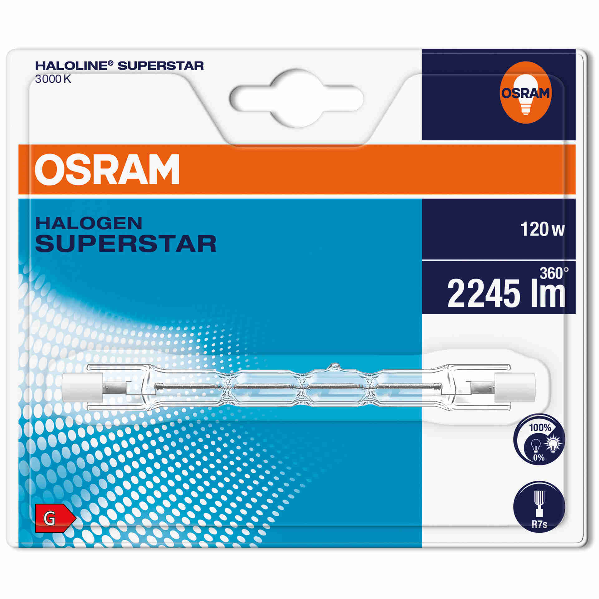 Lâmpada R7S 114mm Linear 3000K 120W Osram - emb. 1 un | Continente Online