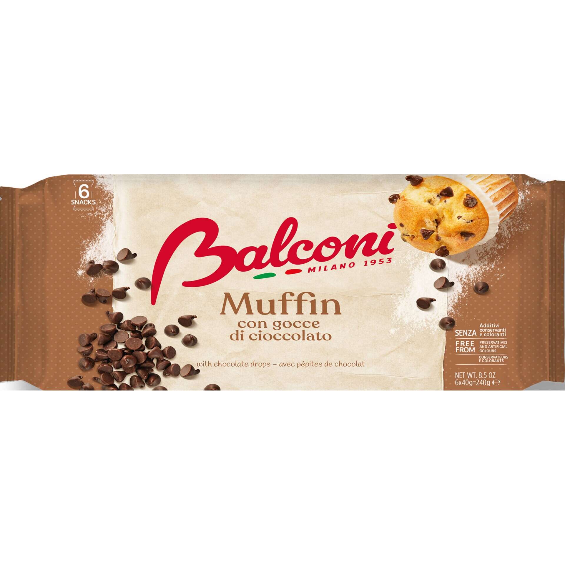 Muffins com Pepitas de Chocolate Balconi - emb. 240 gr | Continente Online