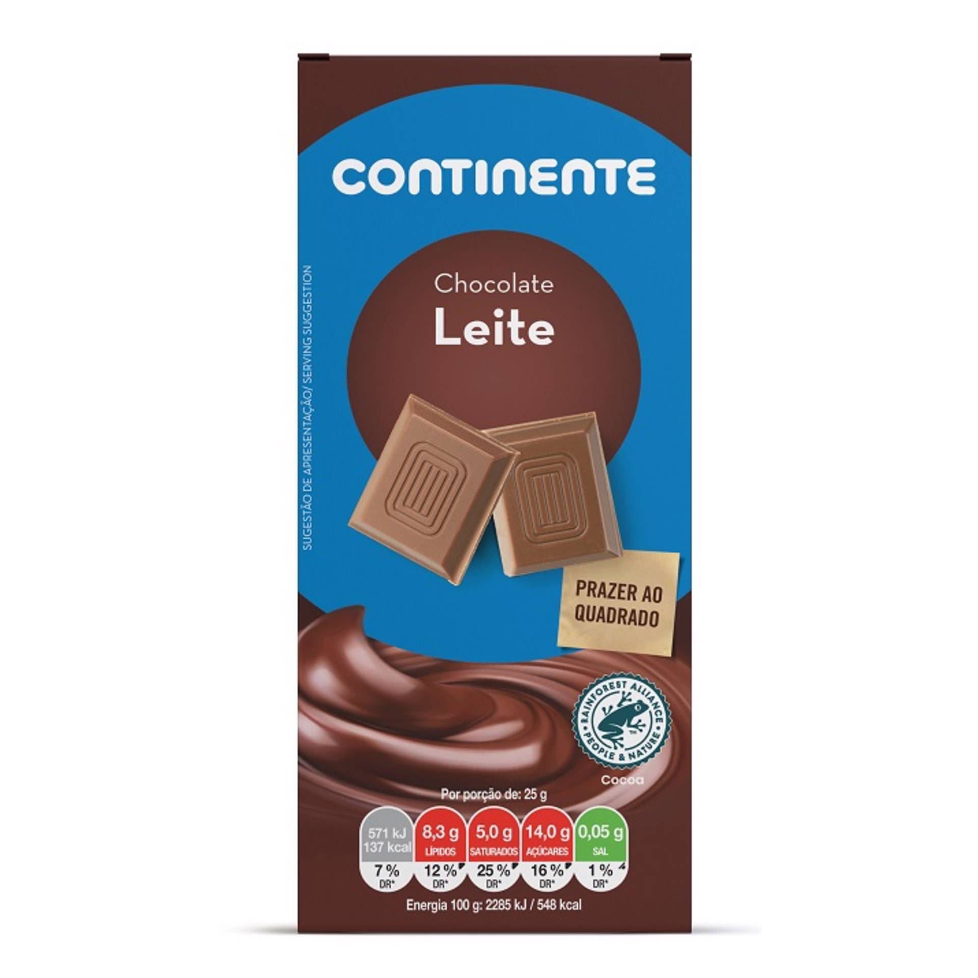 Tablete de Chocolate de Leite Continente - emb.100 gr | Continente Online