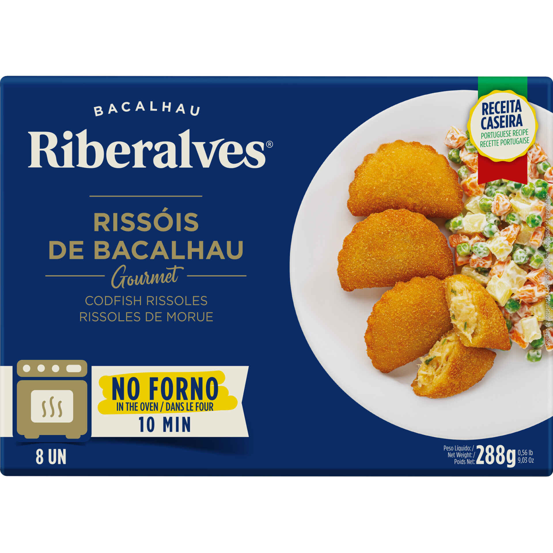Rissóis de Bacalhau Gourmet para Forno Riberalves - emb. 288 gr ...