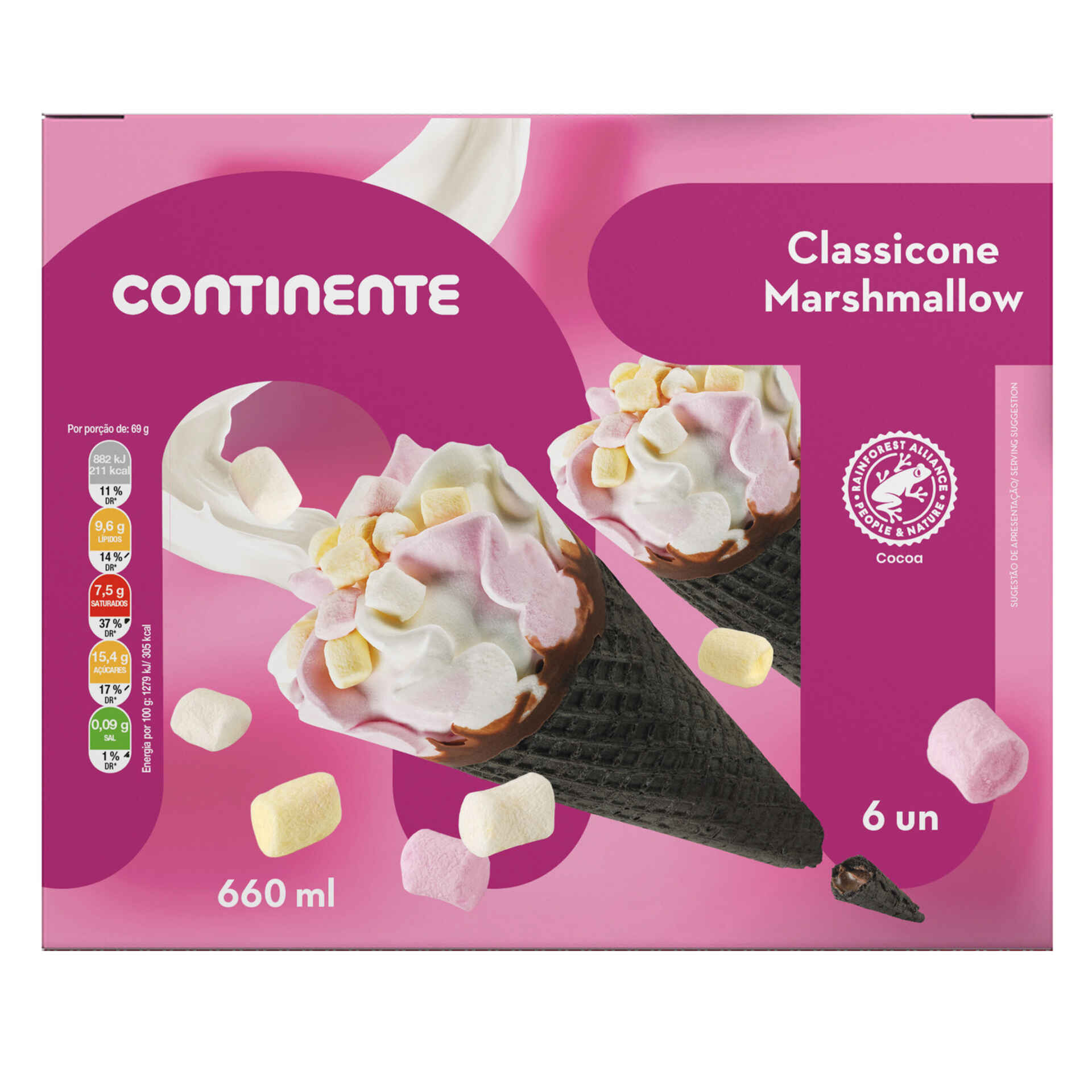 Gelado Classicone Marshmallow Continente - emb. 660 ml (6 un ...