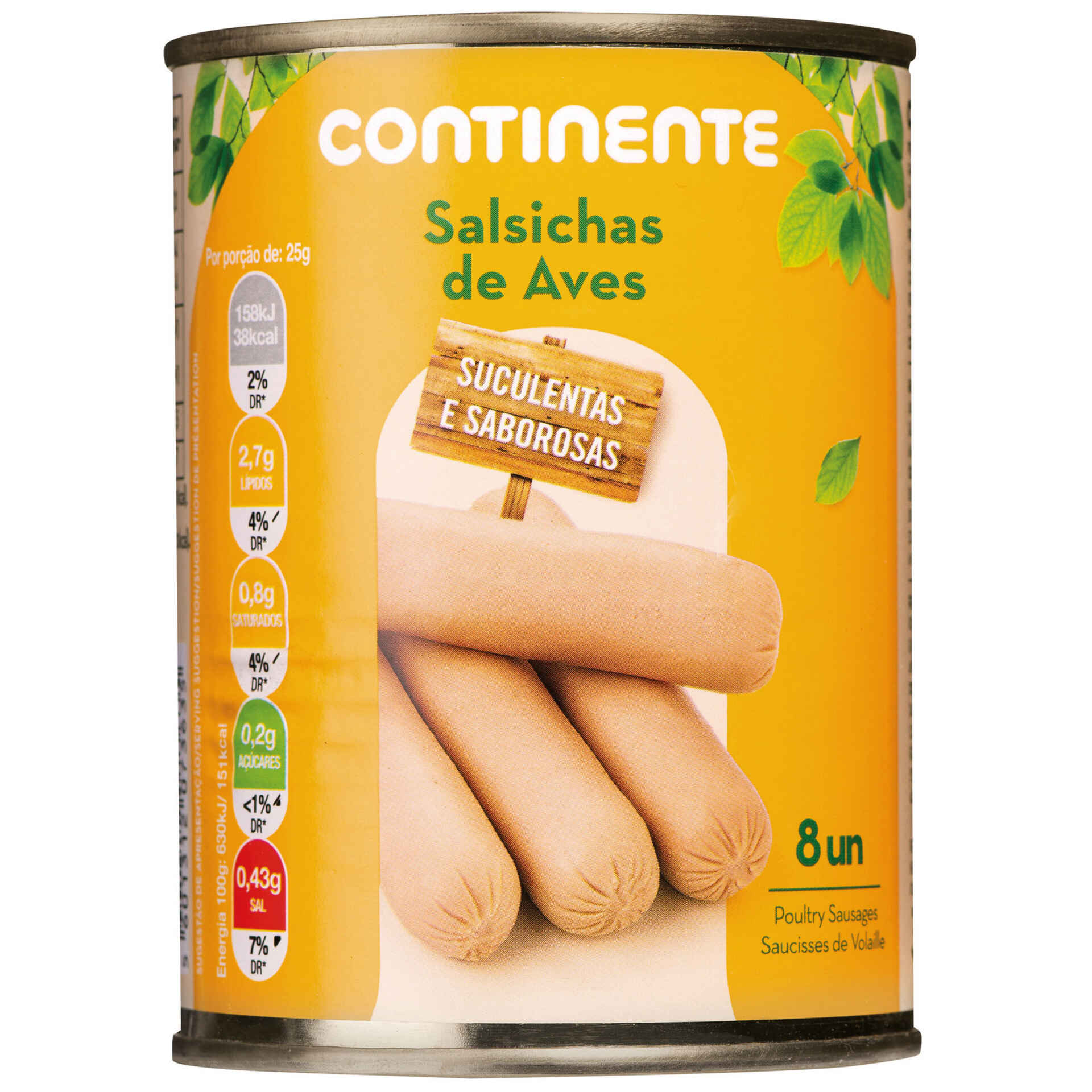 Salsichas de Aves Lata 8 un Continente | Continente Online