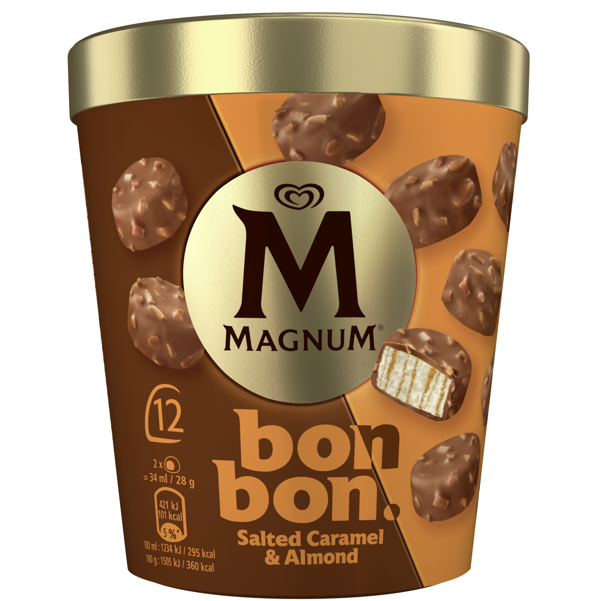 Gelado Bombom Caramelo Salgado e Amêndoas Magnum - emb. 204 ml (12 un ...