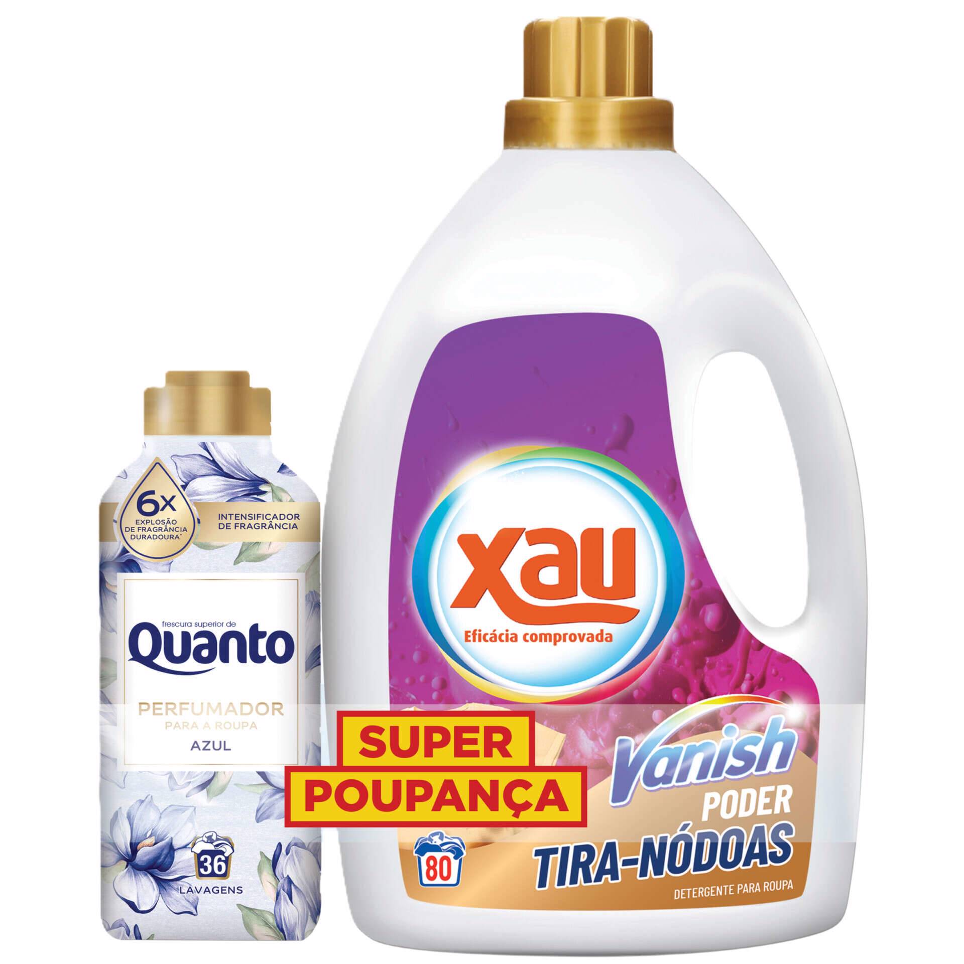 Conjunto Detergente Roupa e Intensificador Perfume Azul Xau - 80 doses ...