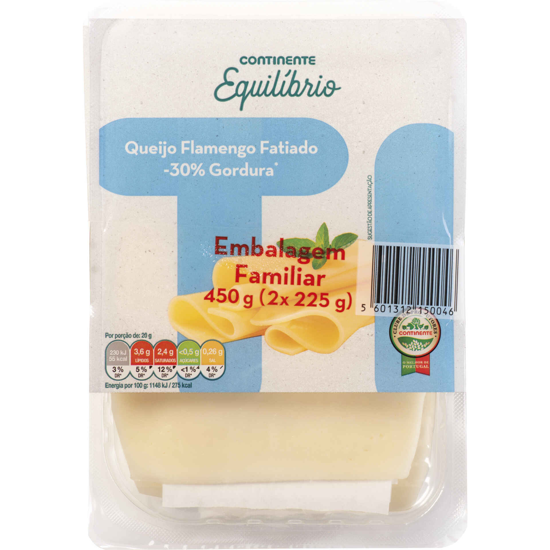 Queijo Flamengo Light Fatiado Continente Equilíbrio - 2 un x 225 gr ...